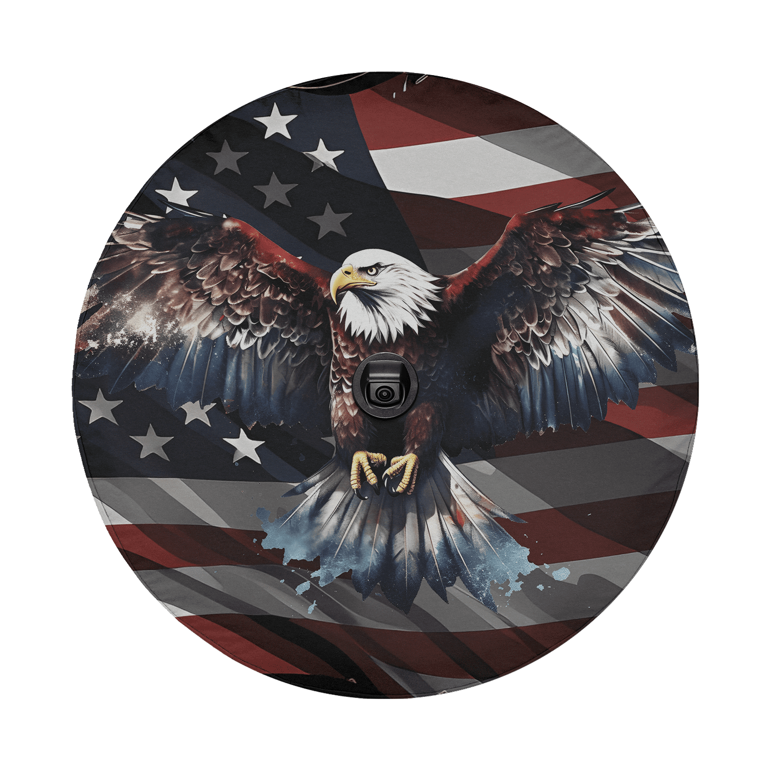 Lotusprinthandmade US Flag Eagle Spare Tire Cover With Backup Camera ...
