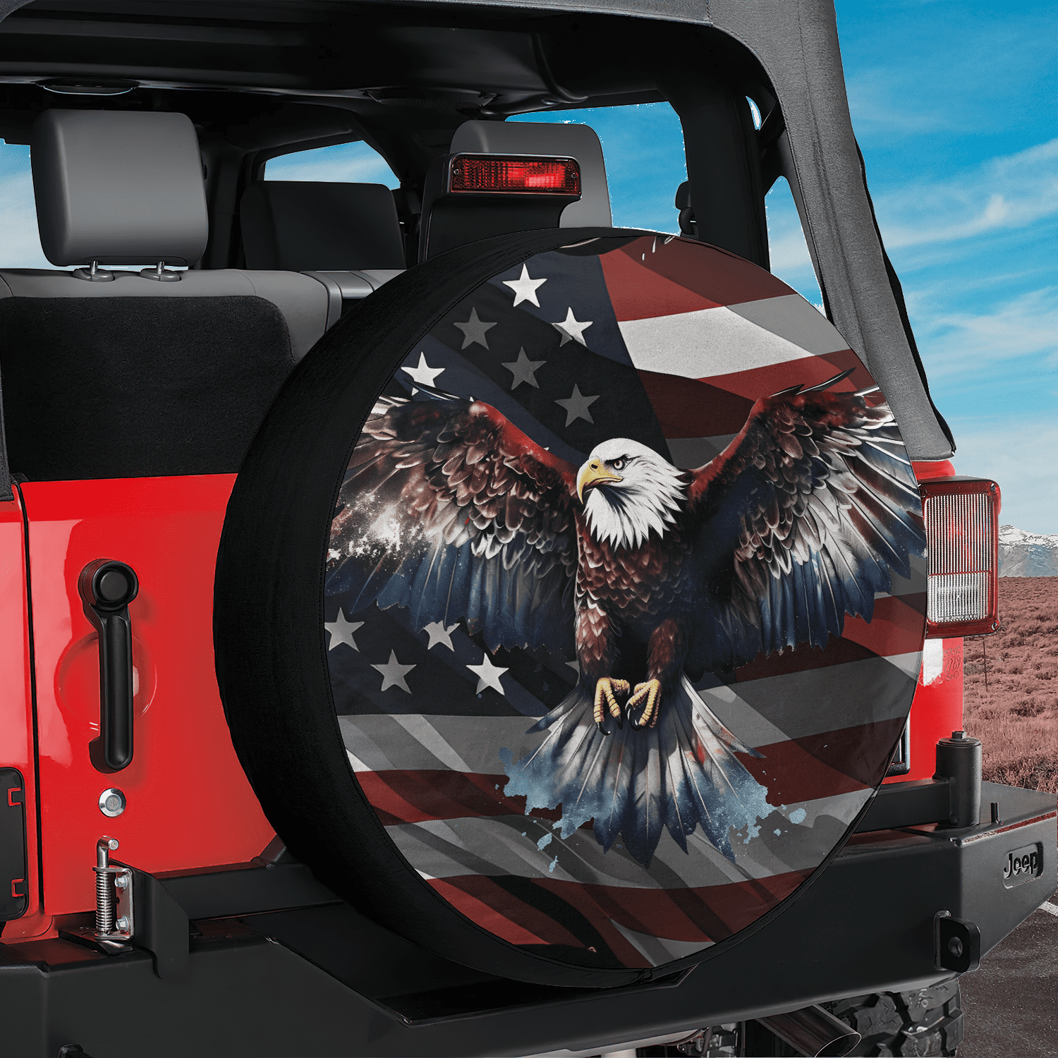 Lotusprinthandmade US Flag Eagle Spare Tire Cover Without Backup Camera ...