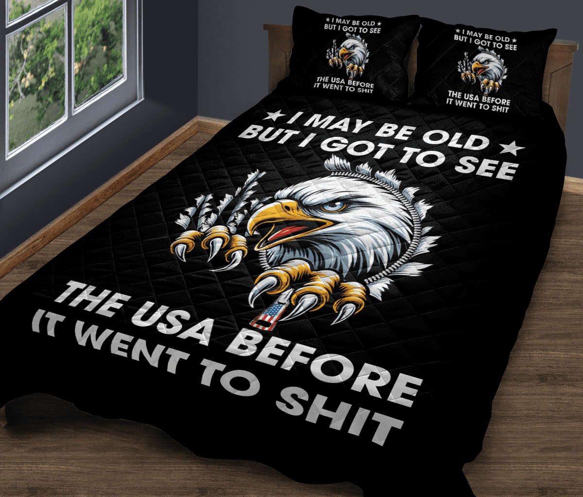 Lotusprinthandmade US Patriotic Eagle I May Be Old Quilt Bedding Set ...