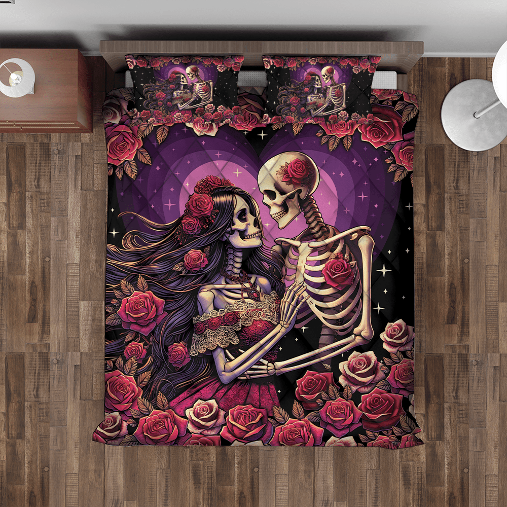 Lotusprinthandmade Valentine's Day Skull Couple Quilt Bedding Set (Fold ...