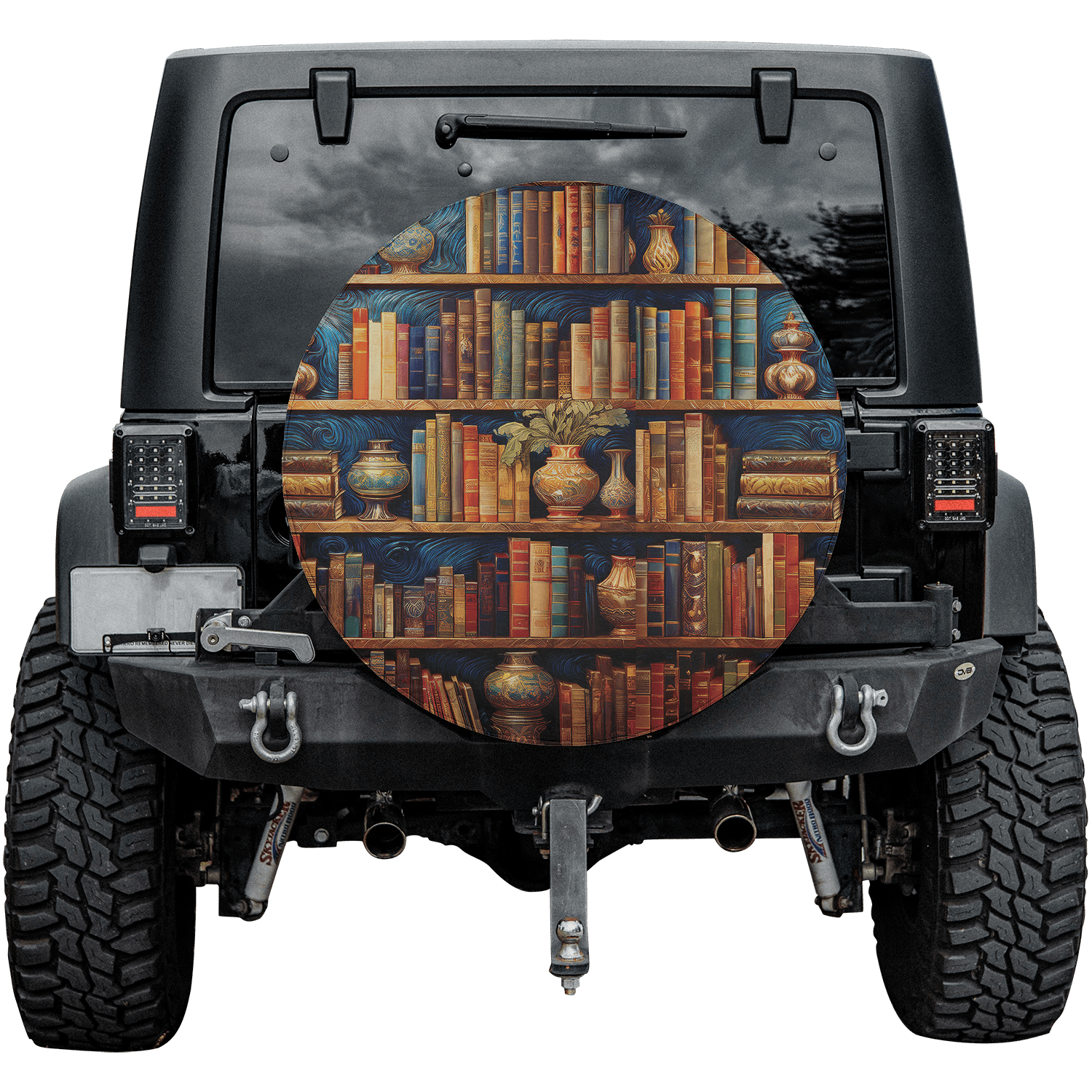 Lotusprinthandmade Vintage Bookshelf Spare Tire Cover Without Backup ...