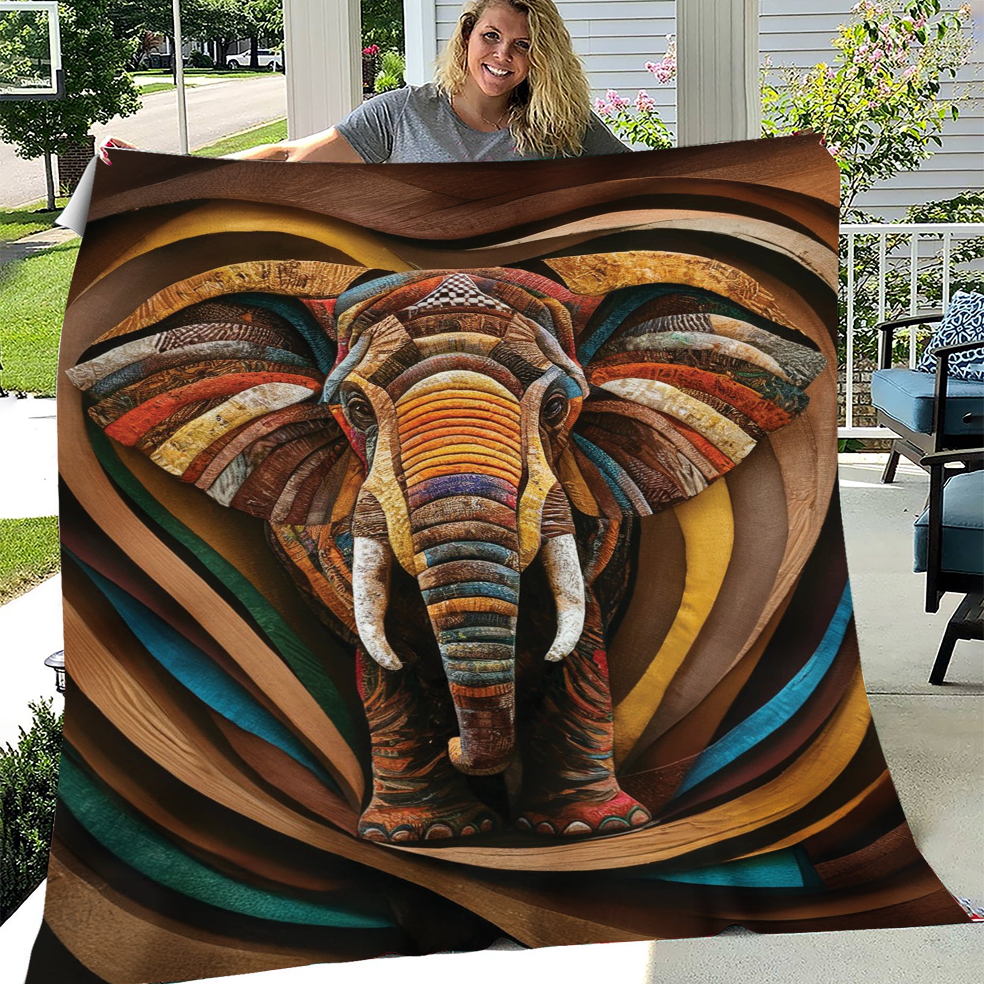 Lotusprinthandmade Vintage Elephant Fleece Blanket 2 Sizes (Made in US ...