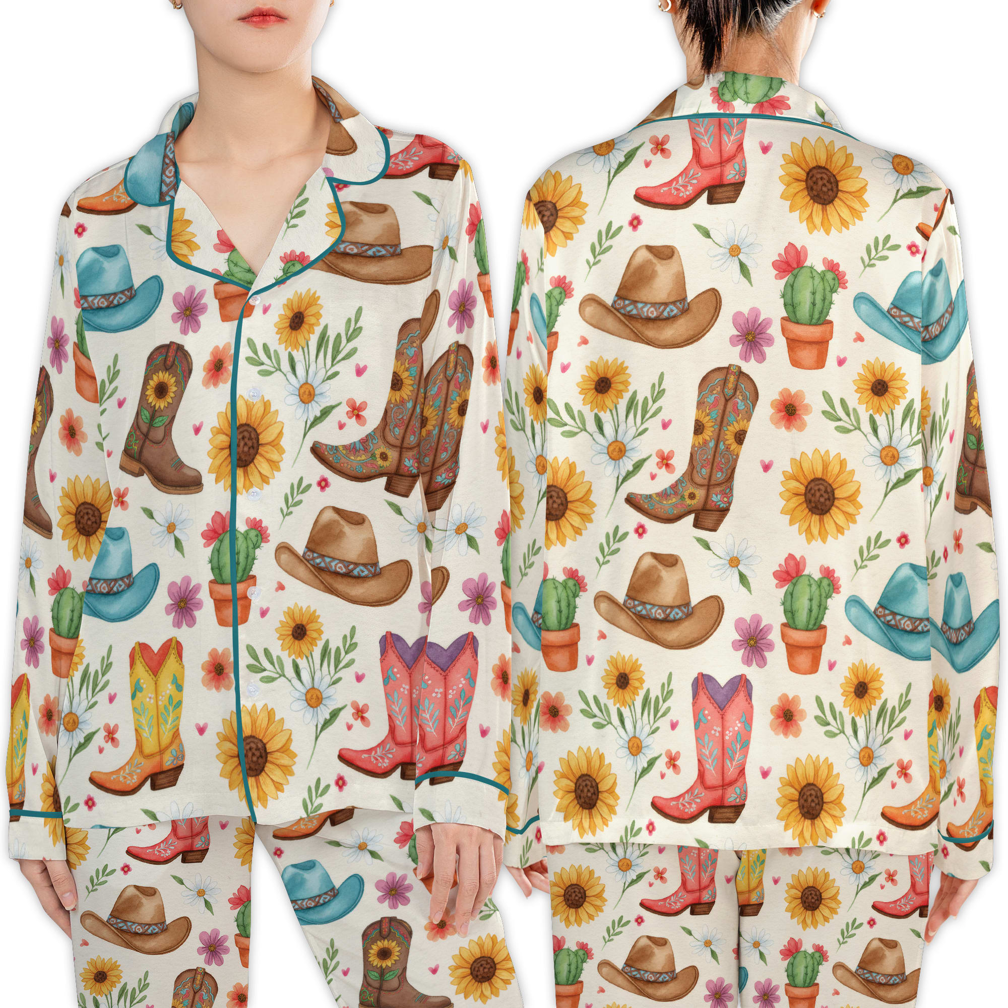 Lotusprinthandmade Western Mexico Print All-over Print Satin Pajamas ...