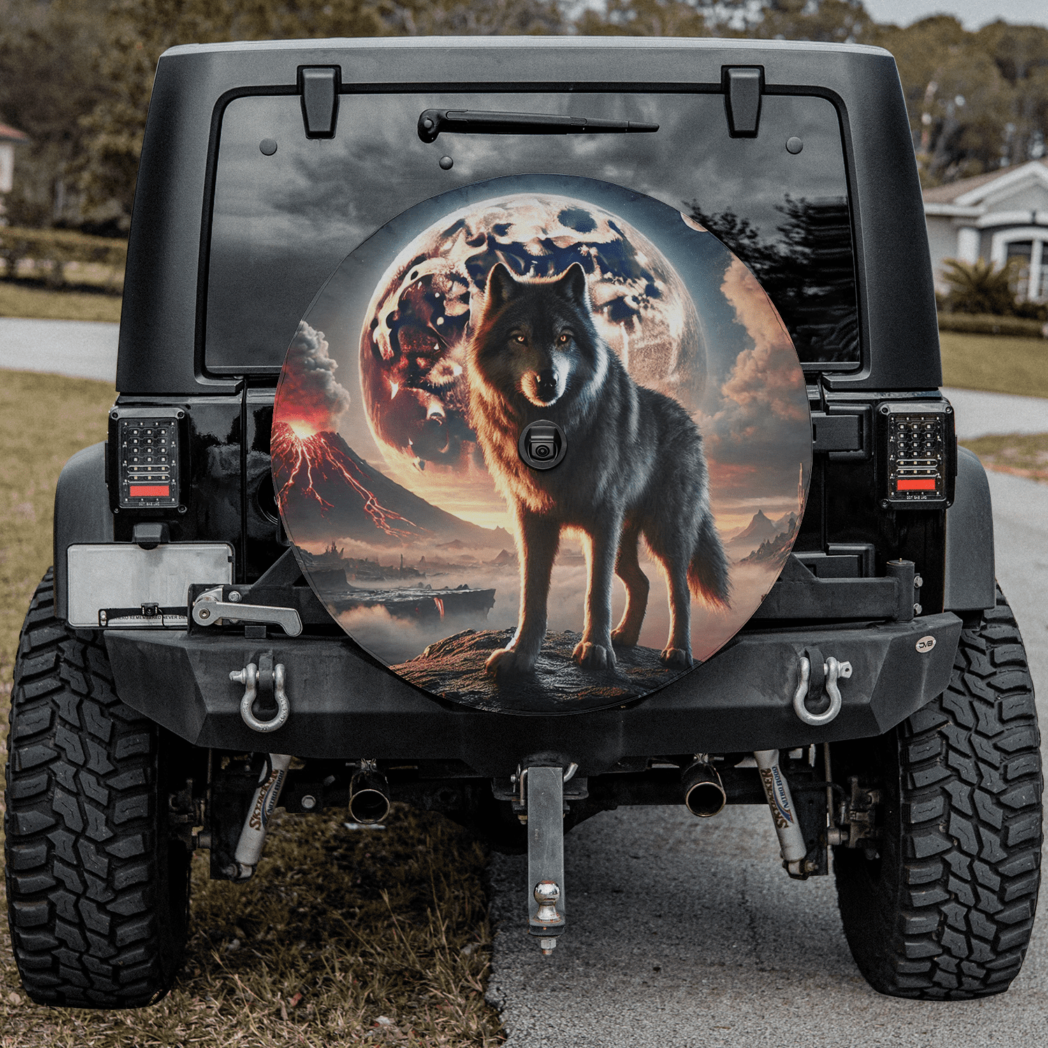Lotusprinthandmade Wolf Graphic Spare Tire Cover With Backup Camera ...