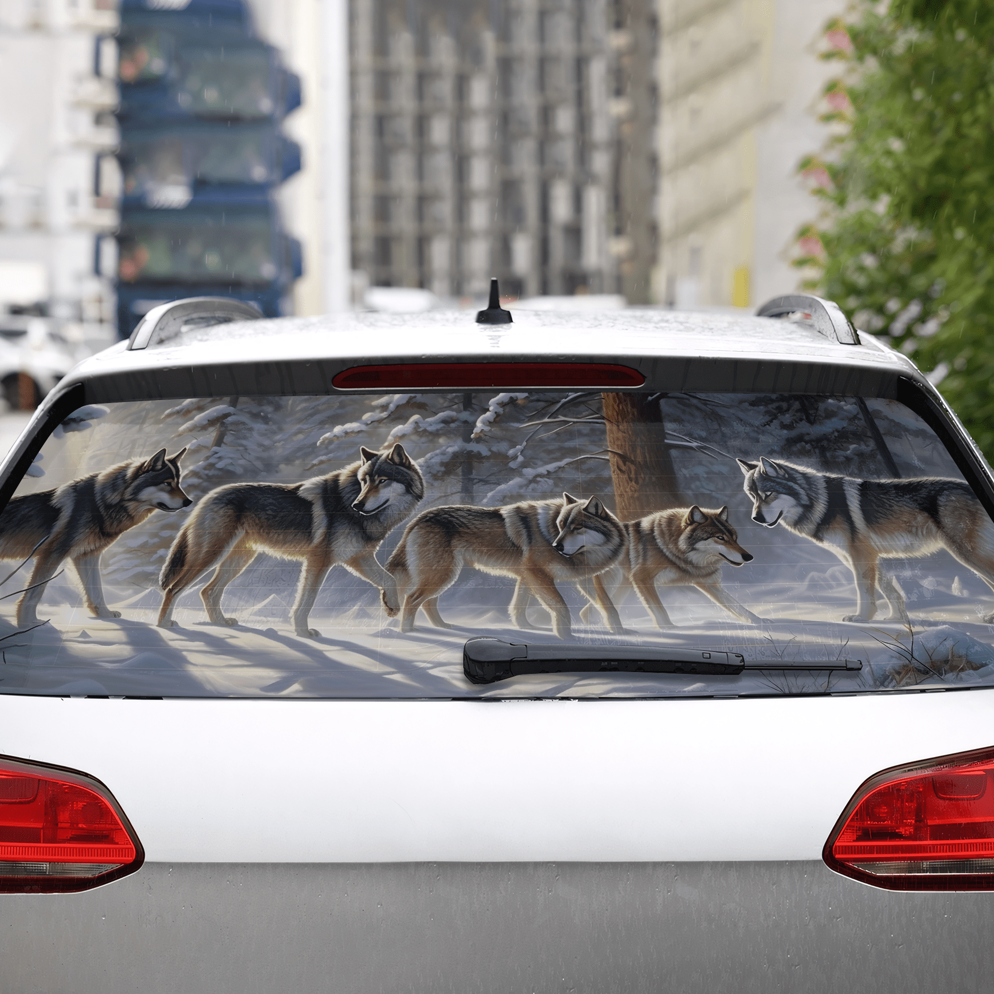 Lotusprinthandmade Wolf Pack In The Snow Forest Rear Window Car Decal 3 ...