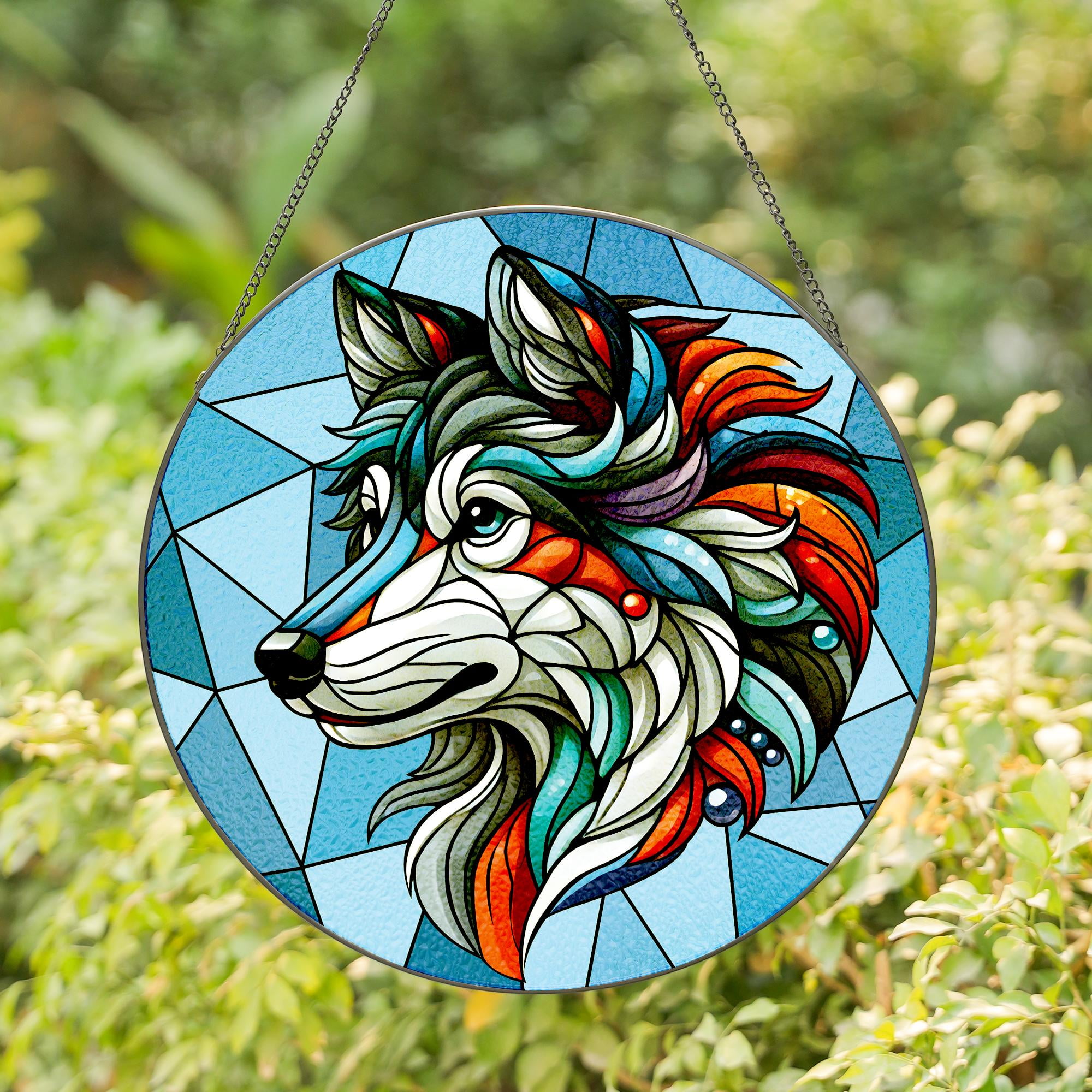 Lotusprinthandmade Wolf Stained Glass Suncatcher for Window Hanging ...