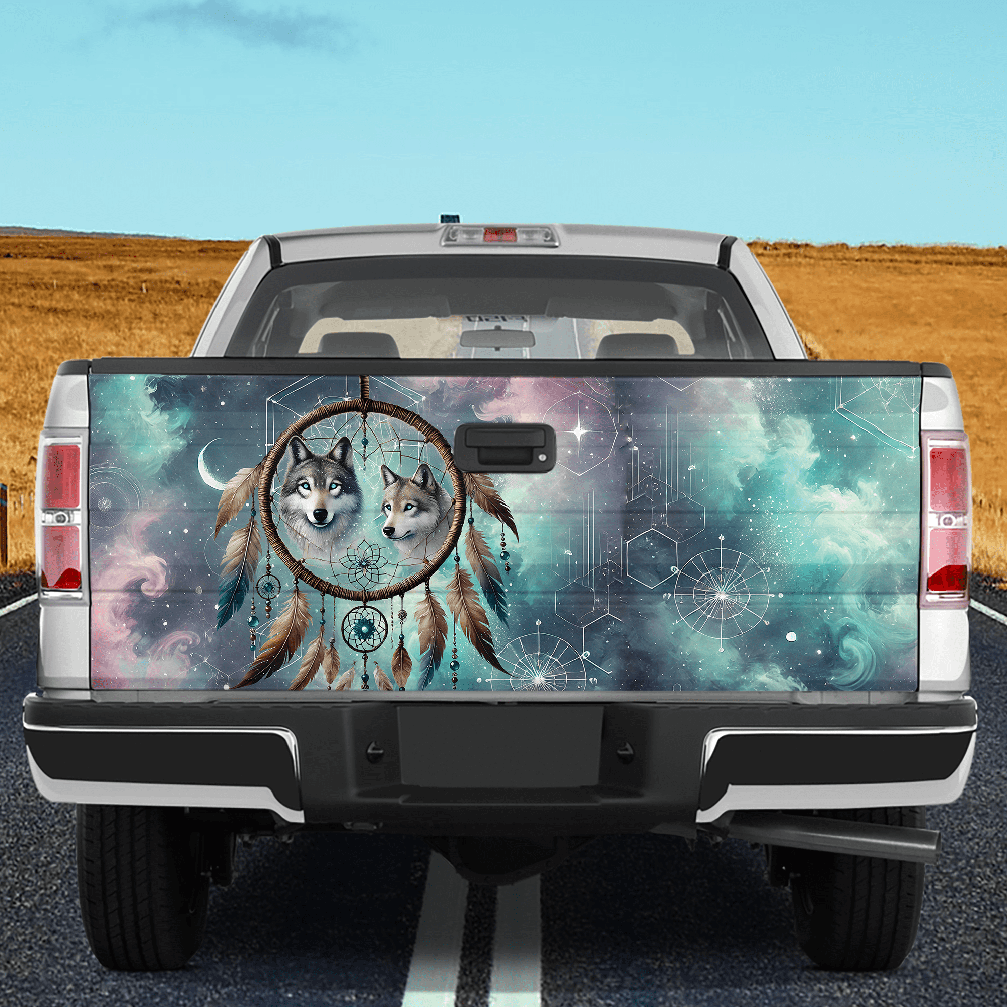 Lotusprinthandmade Wolf and Dream Catcher Tailgate Wrap 2 Sizes (26"x66 ...