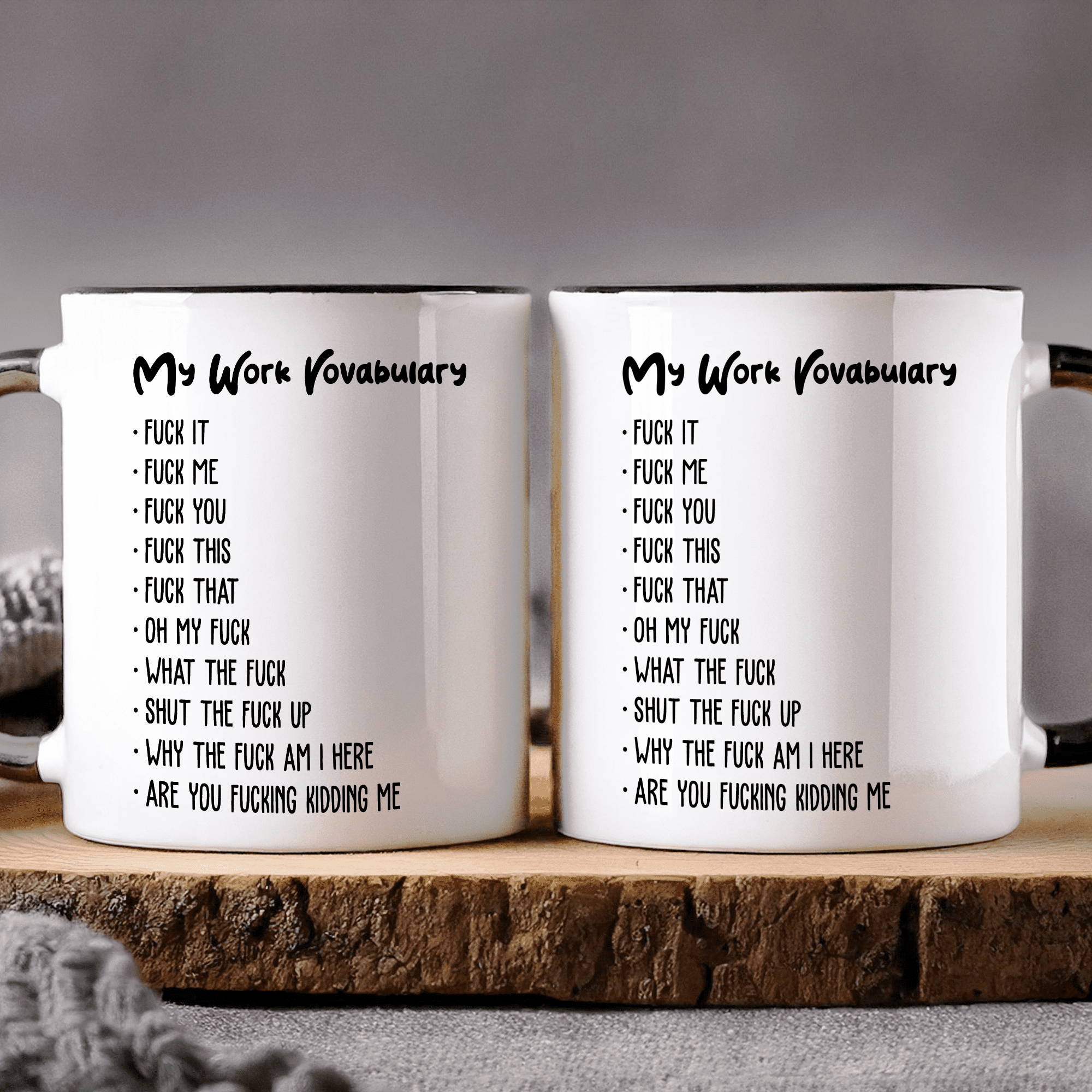 Lotusprinthandmade My Work Vocabulary Dark Blue Accent Mug (11oz) (Made ...
