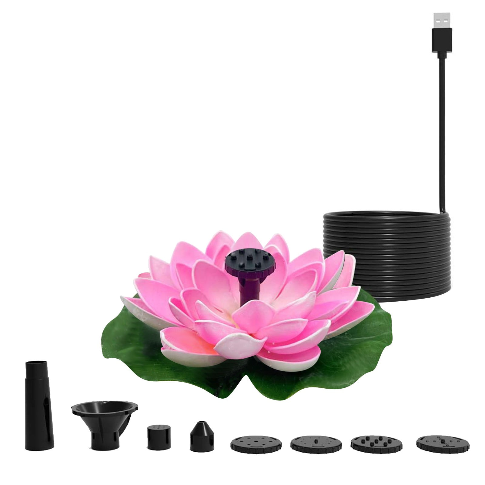 Lotuus Shaped Pond Founntain Decorative USB Floating Outdoor Water ...