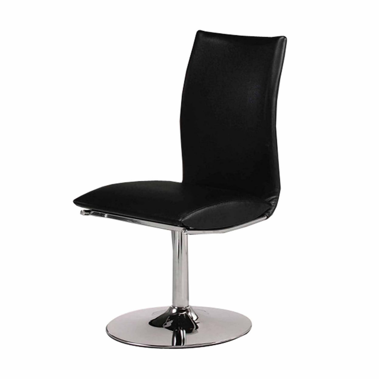 Lou 18 Inch Contemporary Swivel Dining Chair, Black Faux Leather ...
