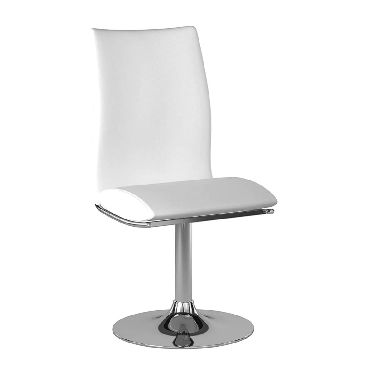 Lou 18 Inch Contemporary Swivel Dining Chair, White Faux Leather ...
