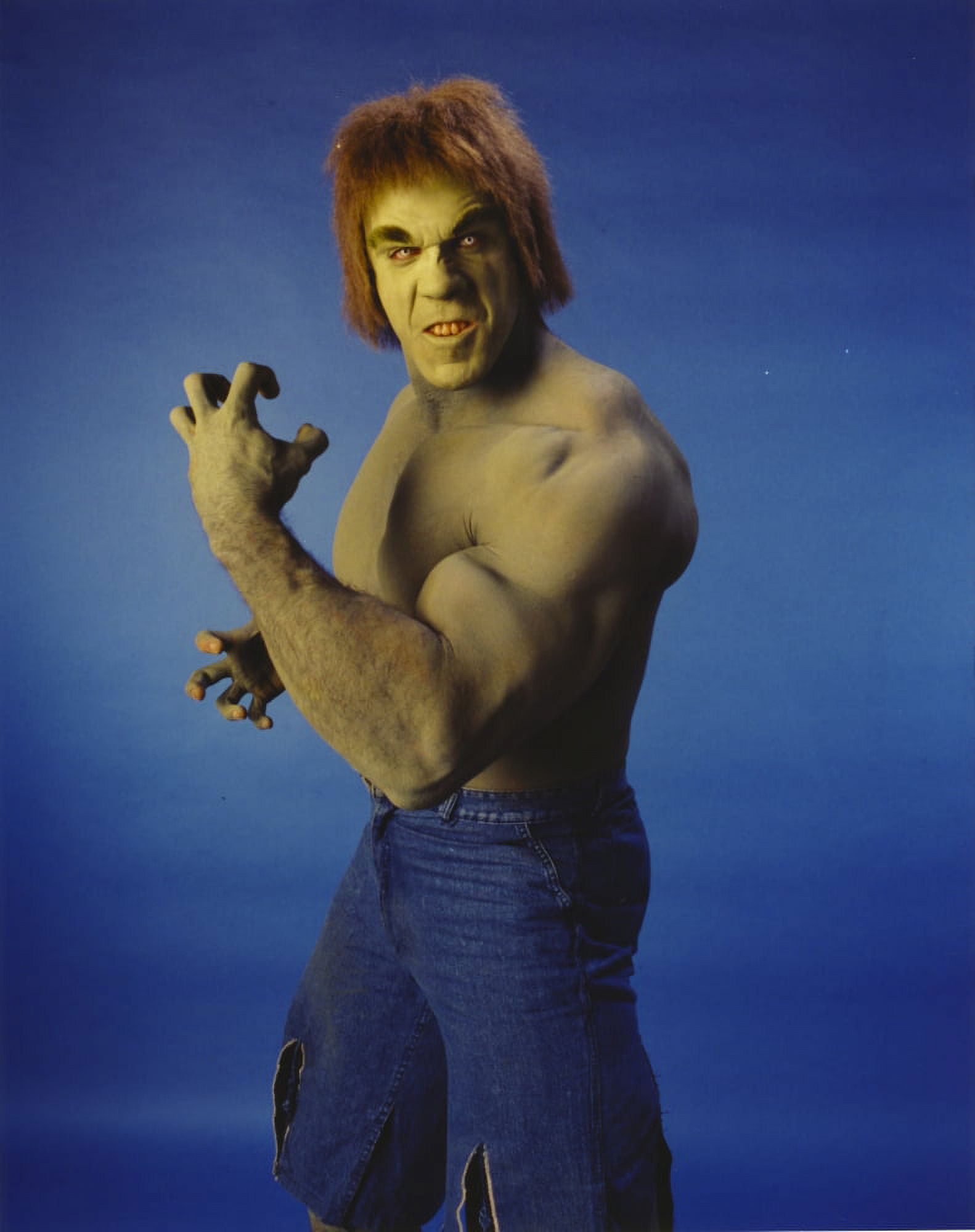 Lou Ferrigno Posed as Incredible Hulk with Blue Background Photo Print ...
