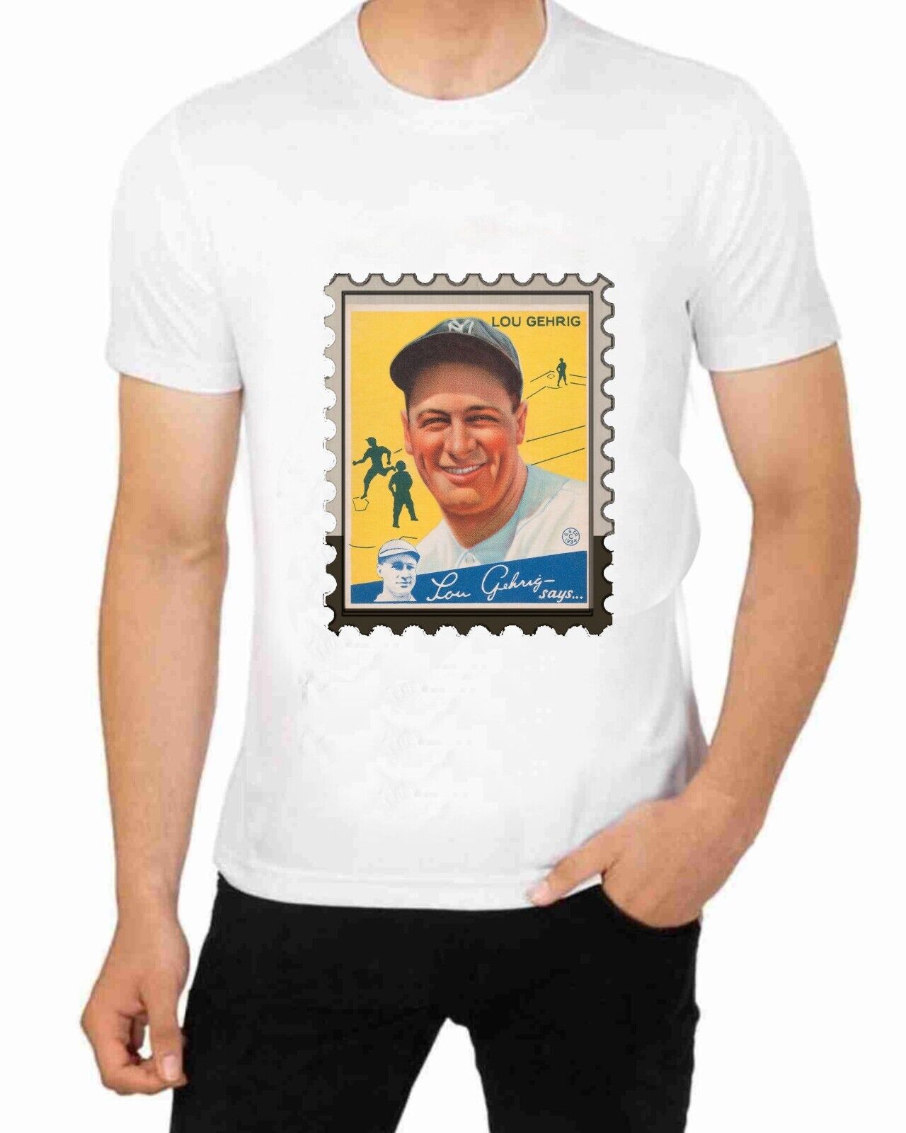 Lou Gehrig Vintage Baseball Card art T shirt for Men - Walmart.com