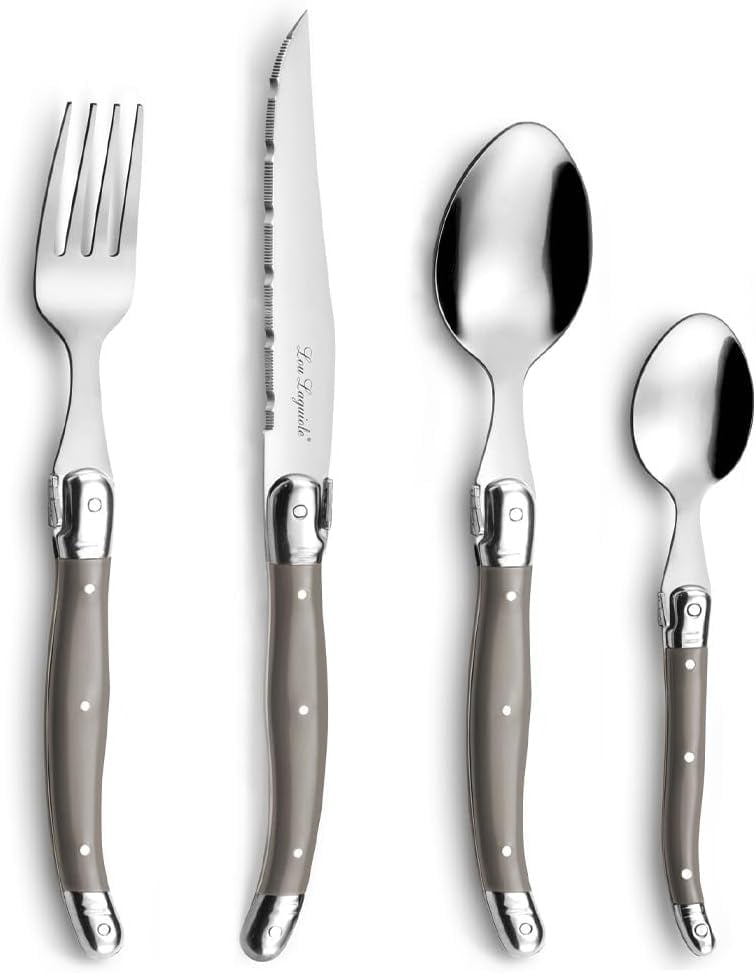 Lou Laguiole Tradition 24-Piece Vintage Taupe Stainless Steel ...