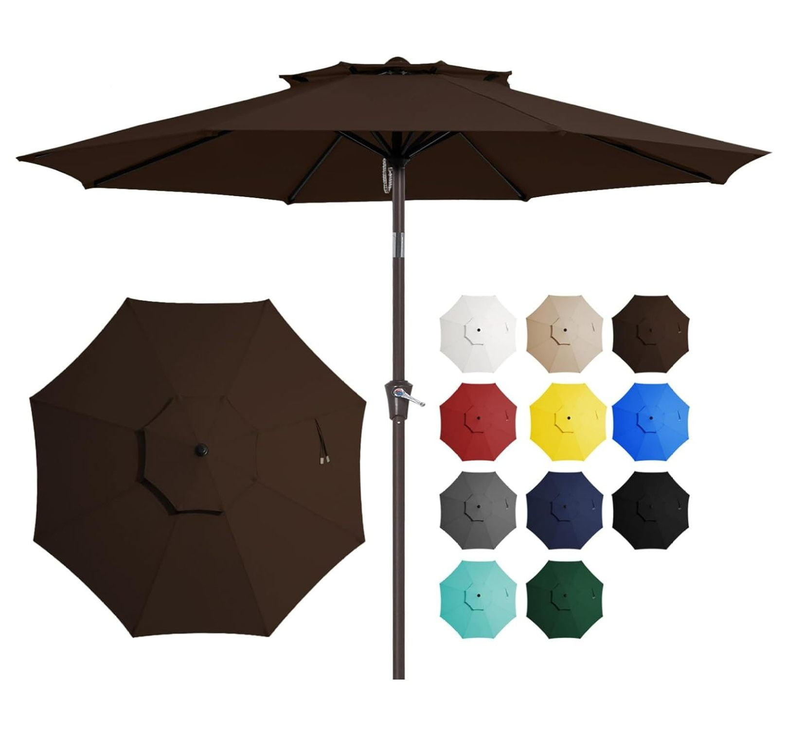 LouZub 10FT 2-Tiers Patio Umbrellas Outdoor Large Market Umbrella With ...
