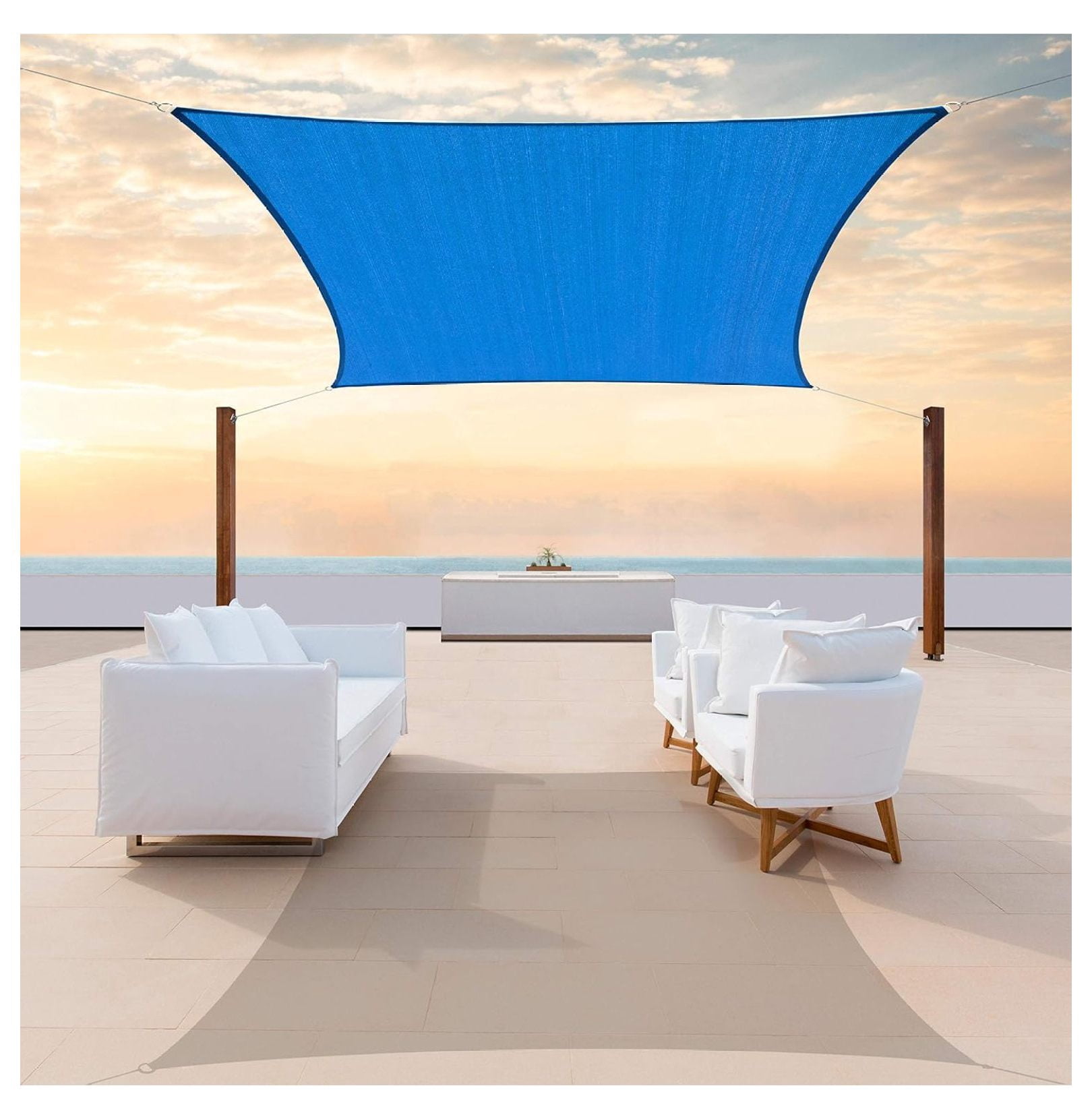 LouZub 14' x 20' Blue Rectangle CTAPR0812 Sun Shade Sail Canopy Mesh ...
