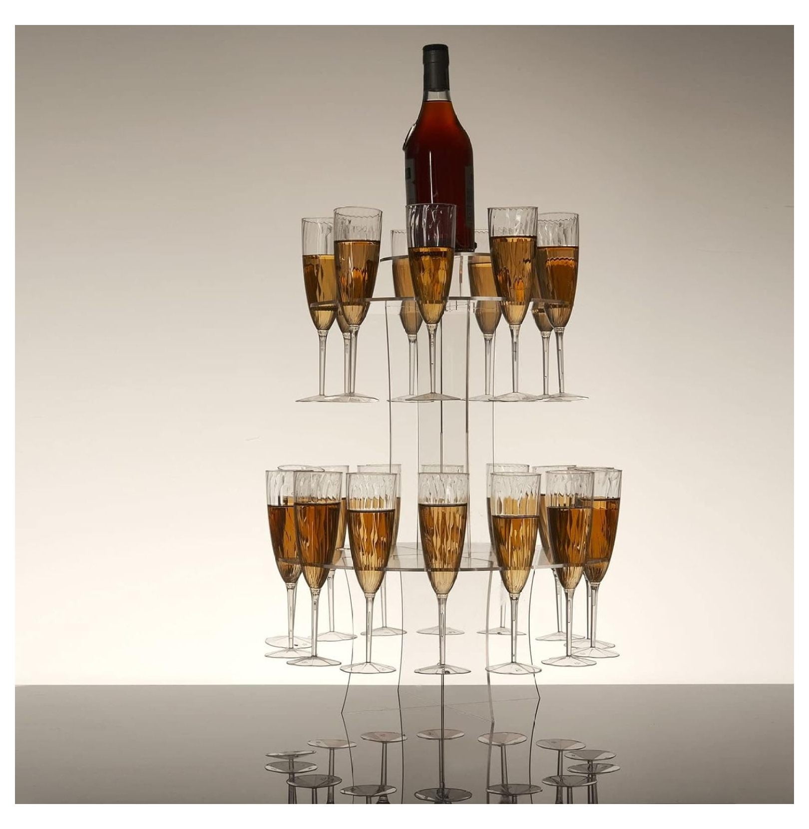 LouZub 3-Tier Round Clear 21" Champagne Glasses Flutes Display Stand ...