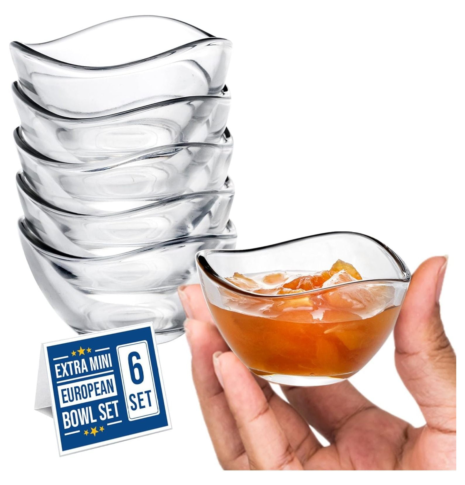 LouZub CRYSTALIA Small Glass Bowls for Kitchen Prep, Modern Round ...