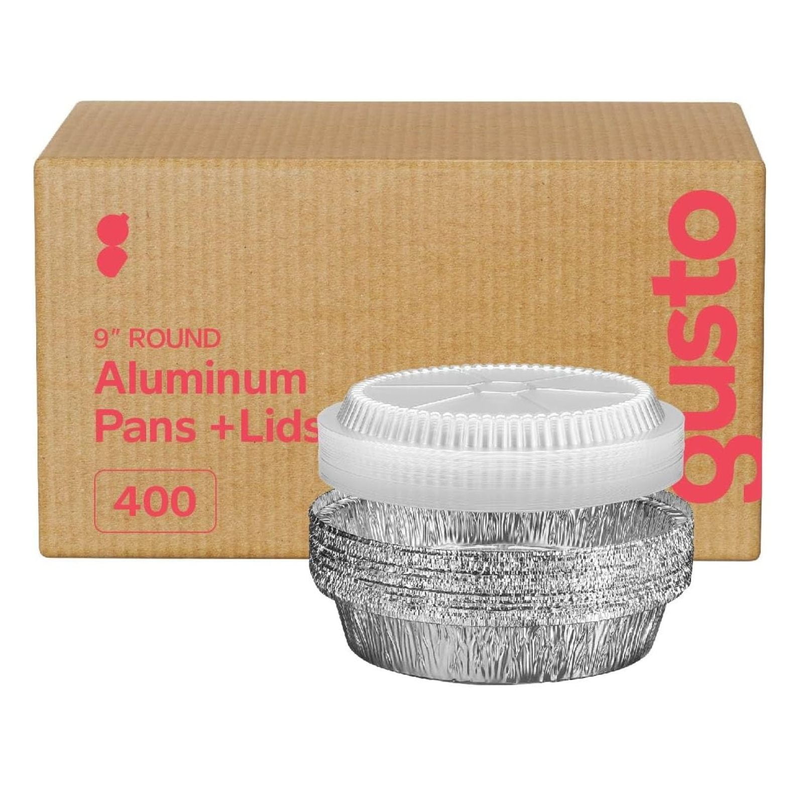 LouZub [Case of 400 9 Inch Disposable Round Aluminum Pans with Clear ...