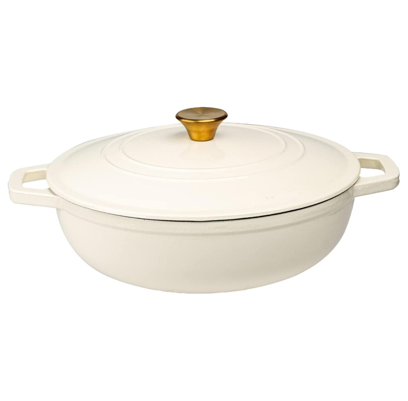 LouZub Enameled 5 Qt. Cast Iron Dutch Oven Braiser - Cream - Walmart.com