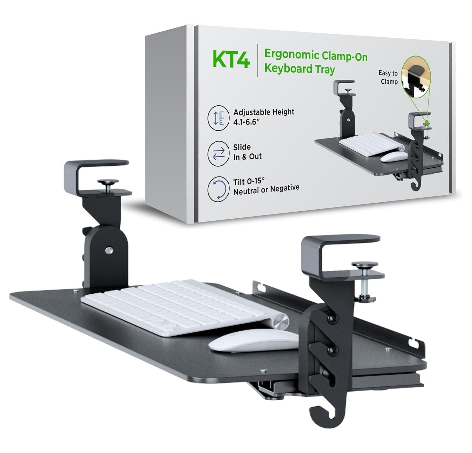 LouZub KT4 Clamp On Keyboard Tray, Under Desk Slide Height Tilt ...