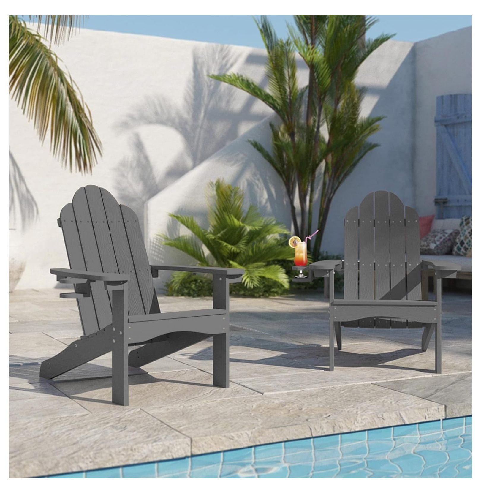 LouZub Lumber Adirondack Chairs Set of 2, Dark Gray Adirondack Chairs ...
