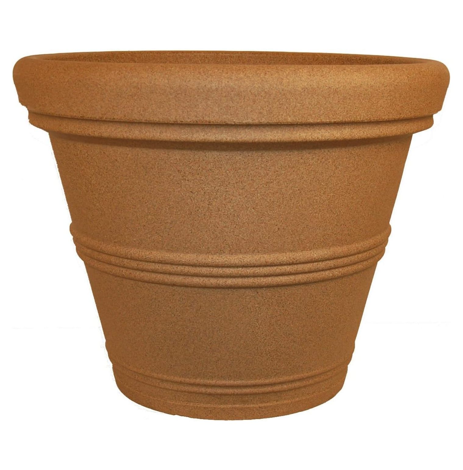 LouZub RR155SS Classic Rolled Rim Garden Planter, 15.5", Sandstone ...