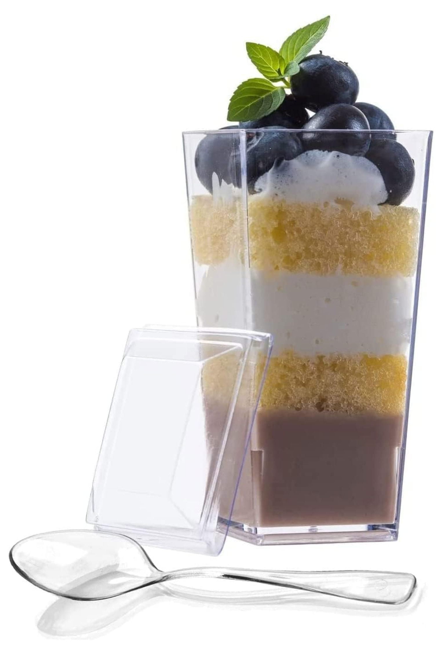 LouZub Tall Square Mini Cube 3oz Clear Plastic Tasting Sample Shot ...