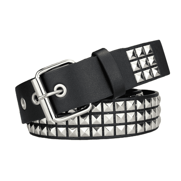 Black Studded Belt Punk Rock Rivet Belts with Bright Pyramid Studs for ...