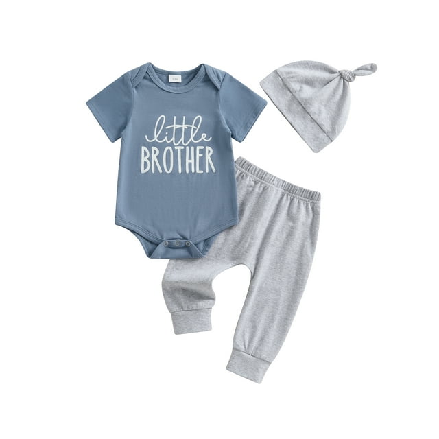 Louatui Newborn Baby Boy 3Pcs Summer Little Brother Clothes Short ...