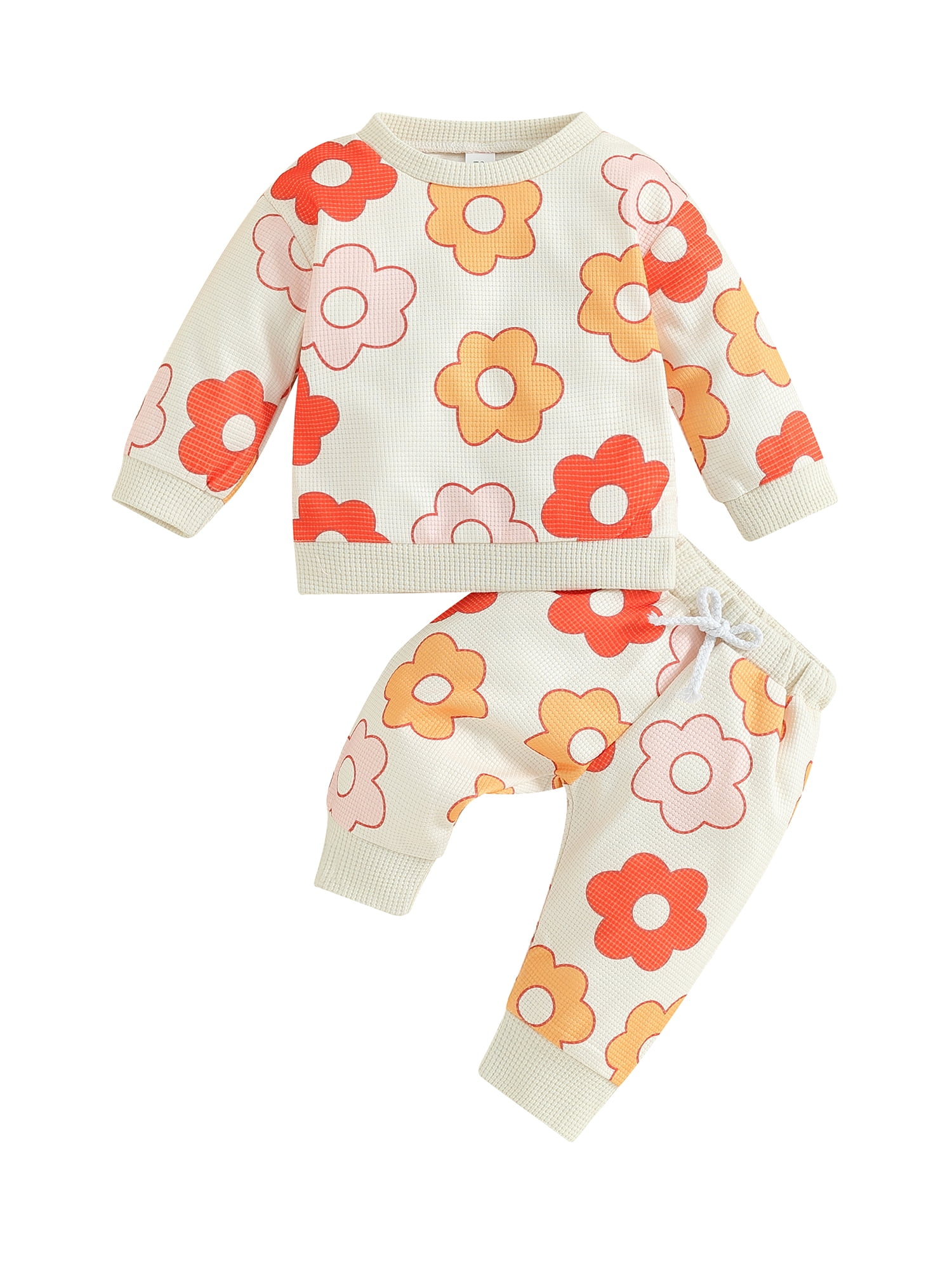 Louatui Newborn Infant Baby Girl Flower Set Long Sleeve Sweatshirts ...