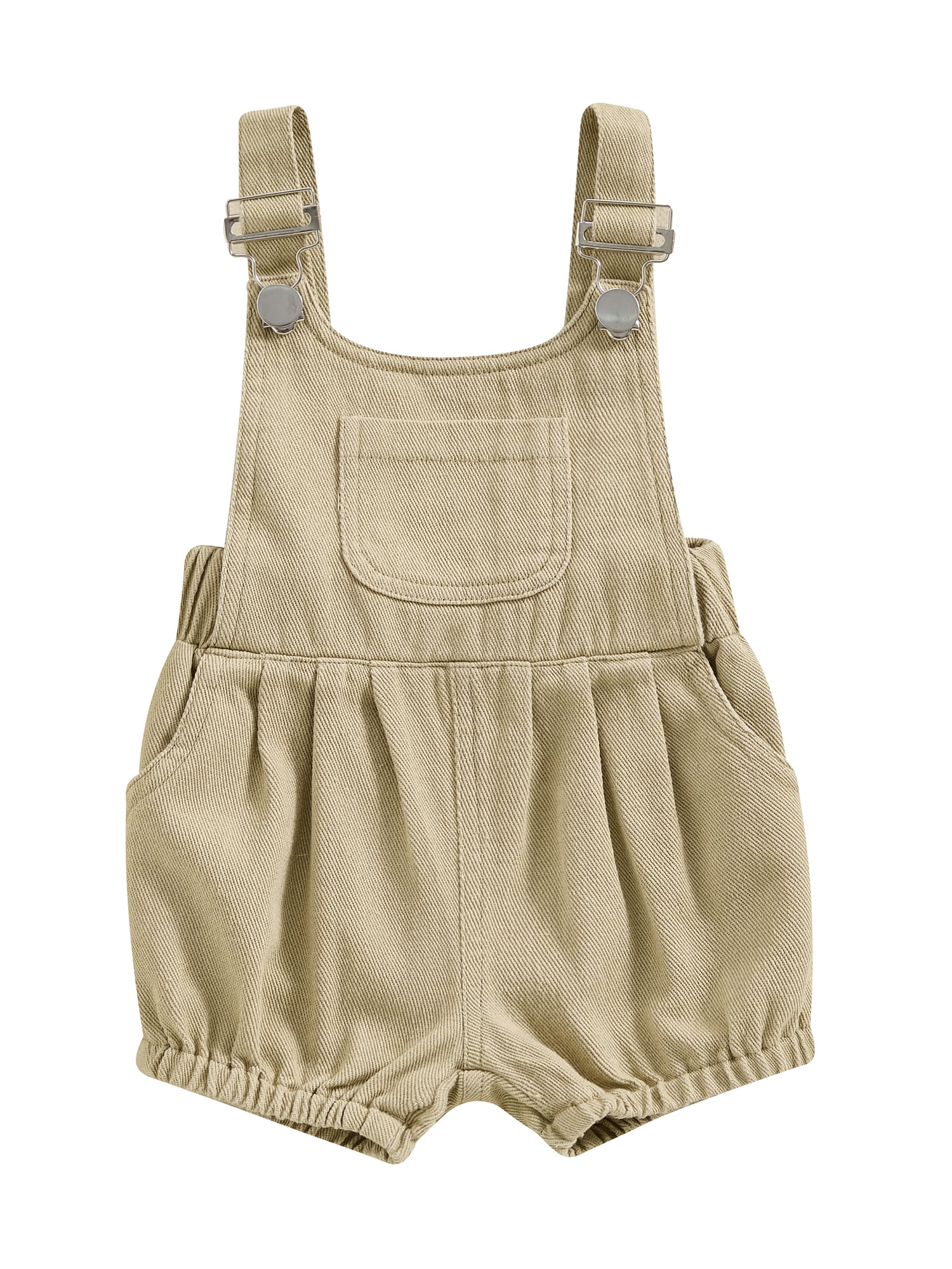 Louatui Toddler Baby Boy Girl Jean Overall Shorts Solid Color Denim ...