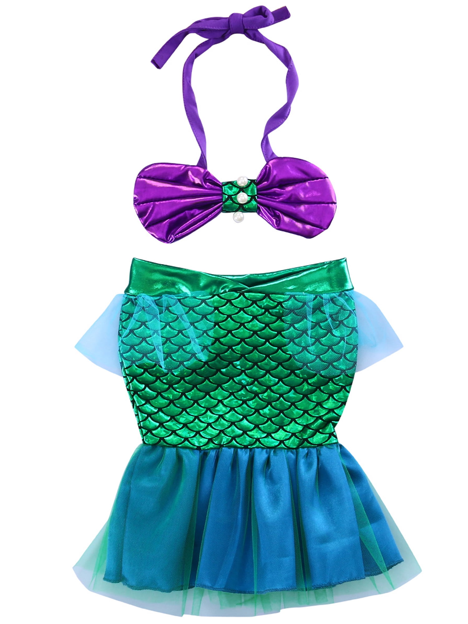 Louatui Toddler Baby Girl Bathing Suit Two Piece Tulle Mermaid Bikini ...