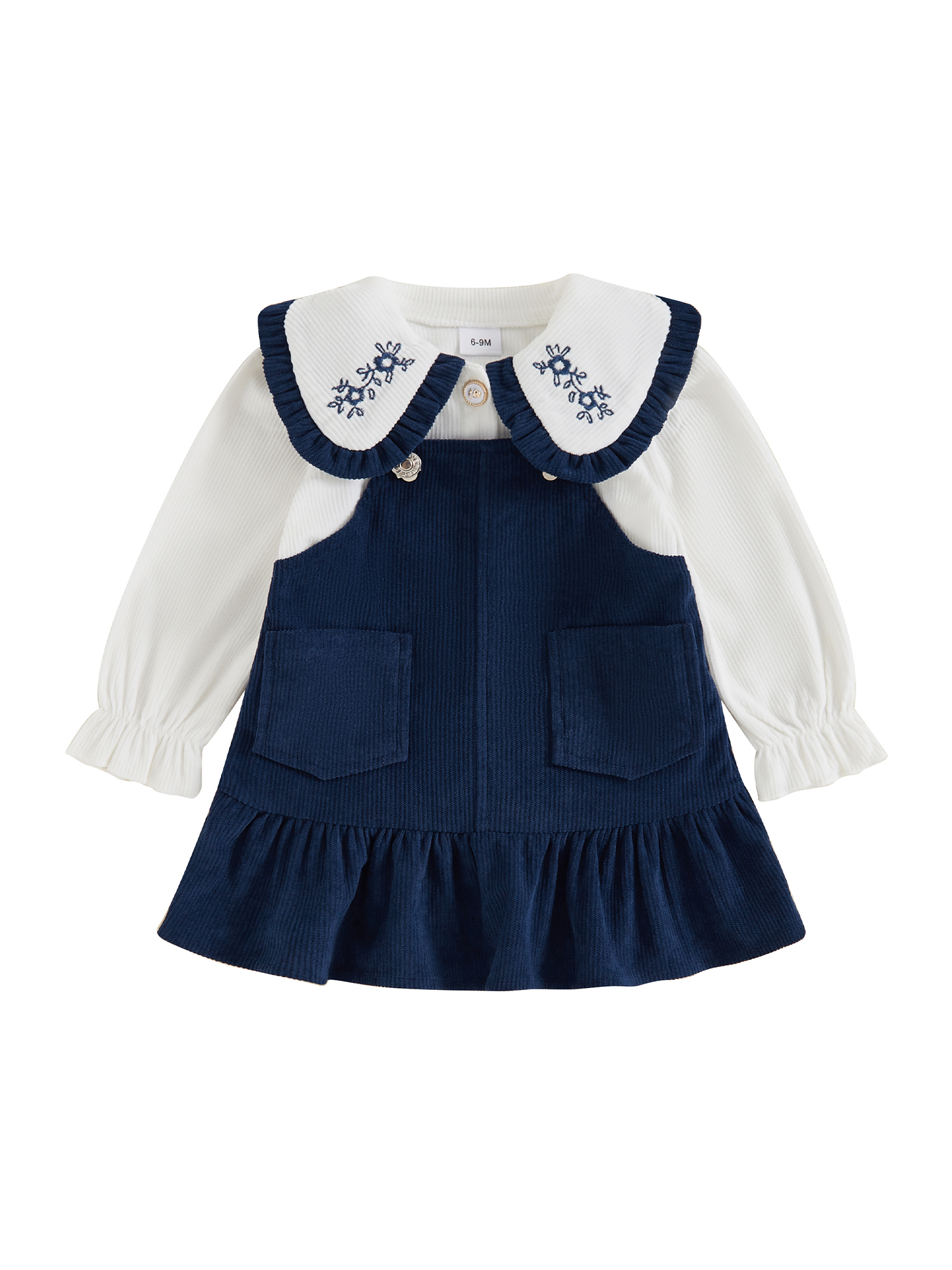 Louatui Toddler Baby Girl Fall Outfit Long Sleeve Doll Collar Button ...