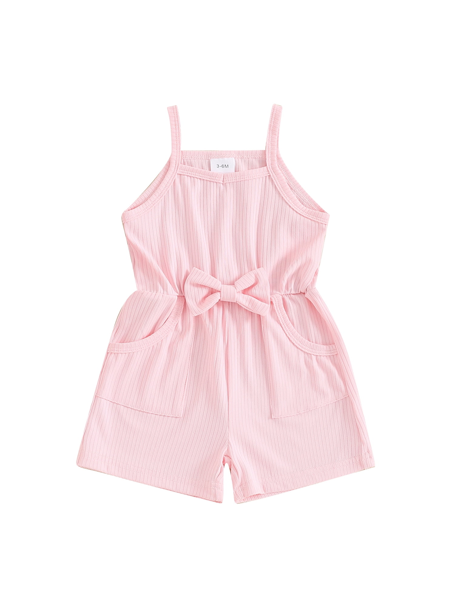Louatui Toddler Baby Girl Sleeveless Jumpsuit Ribbed Overalls Romper ...