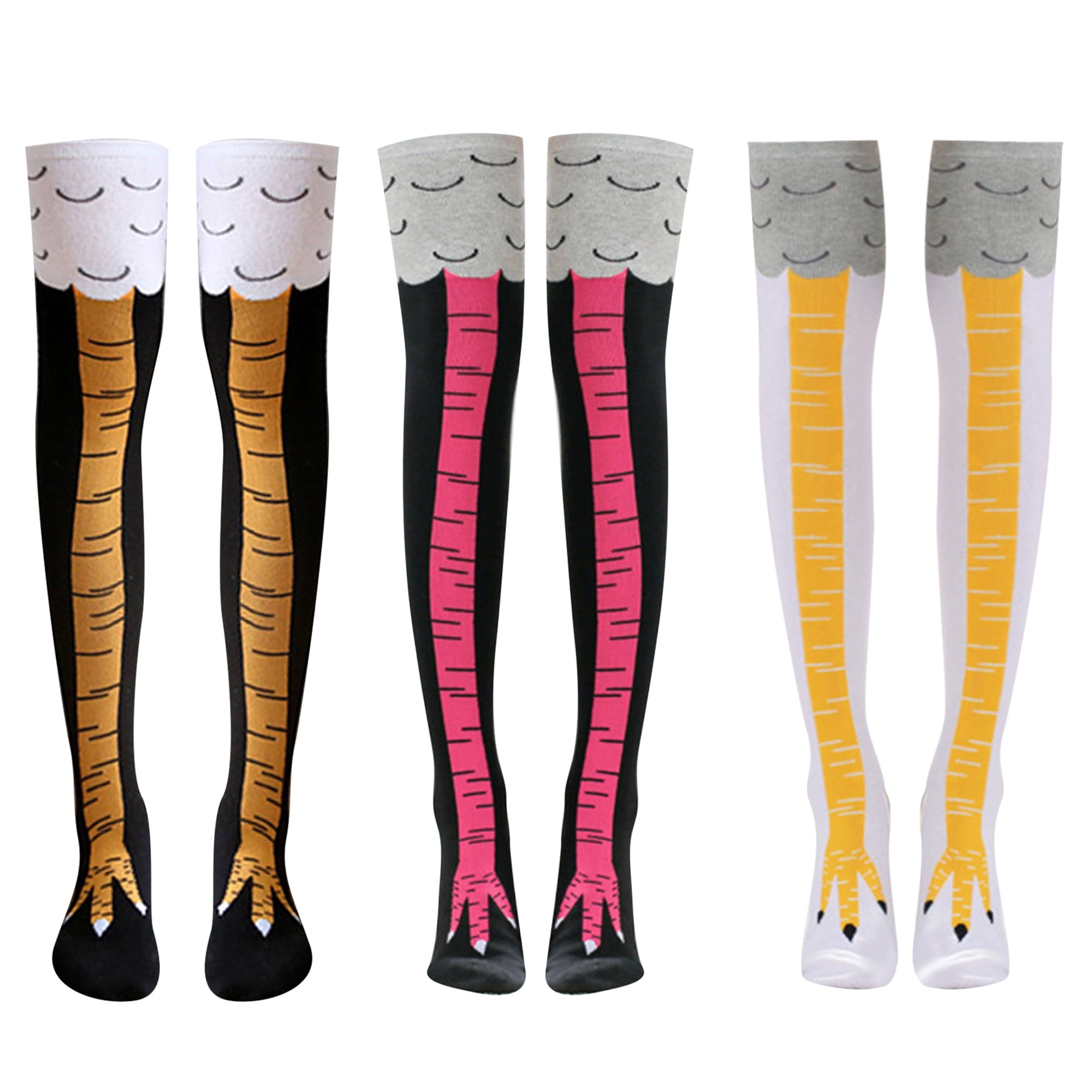 Louatui Women's Funny Gifts 3D Animal Paw Socks Chicken Feet Knee Thigh ...