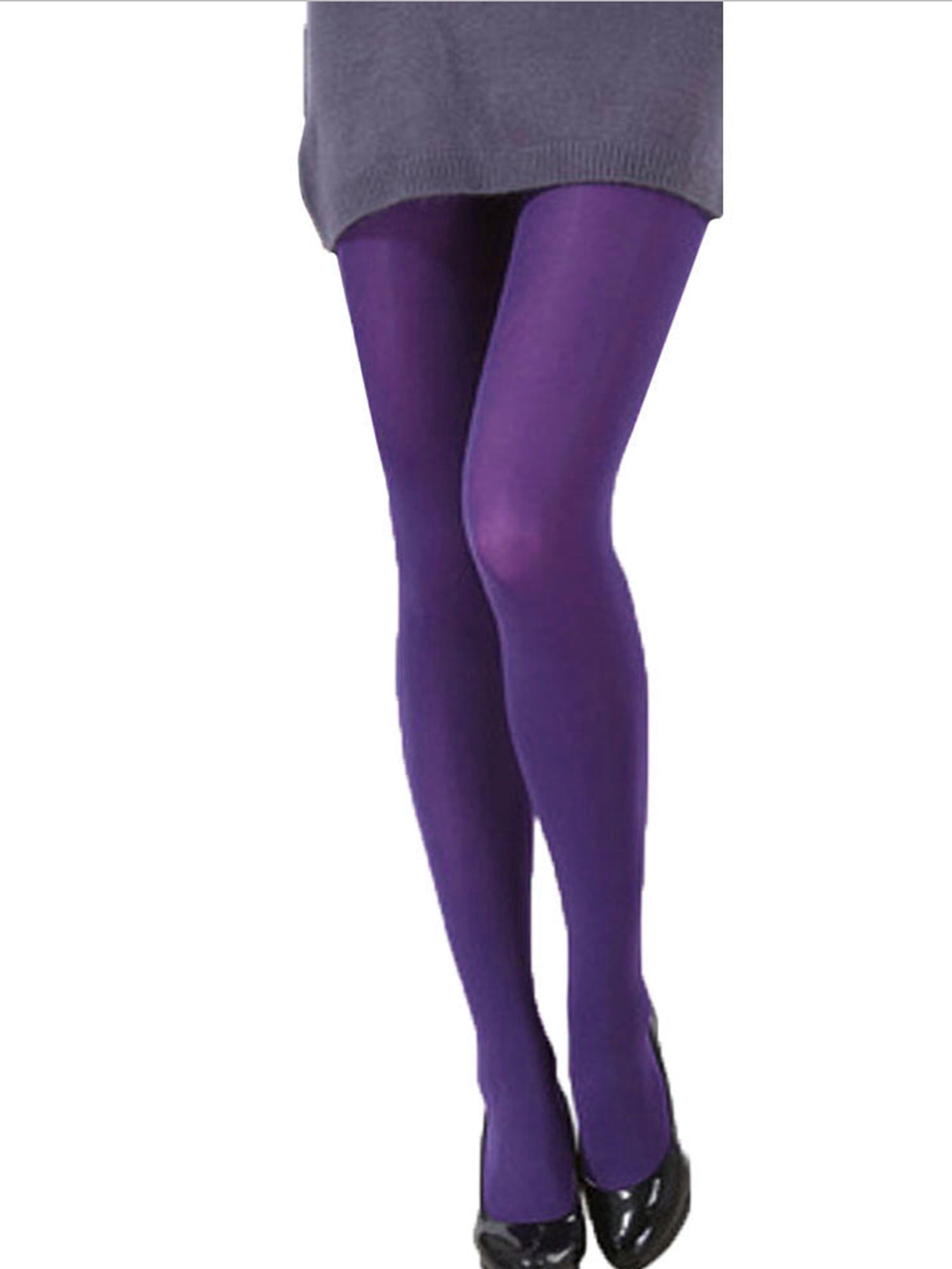 Louatui Women's Opaque Sexy High Waist Candy Colors Footed Tights with ...