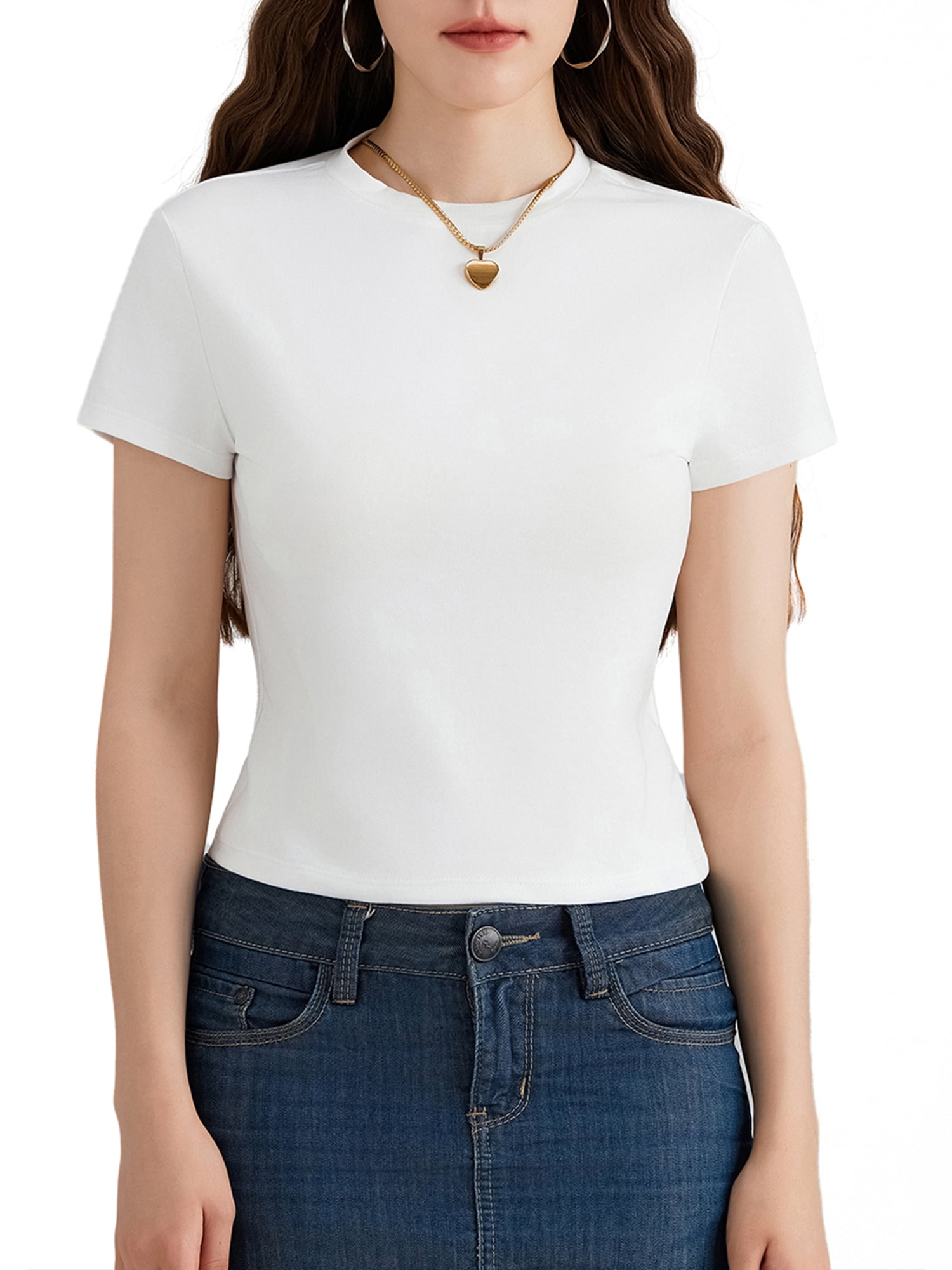 Louatui Women's Summer Casual Basic Going Out Crop Tops Slim Fit Short ...