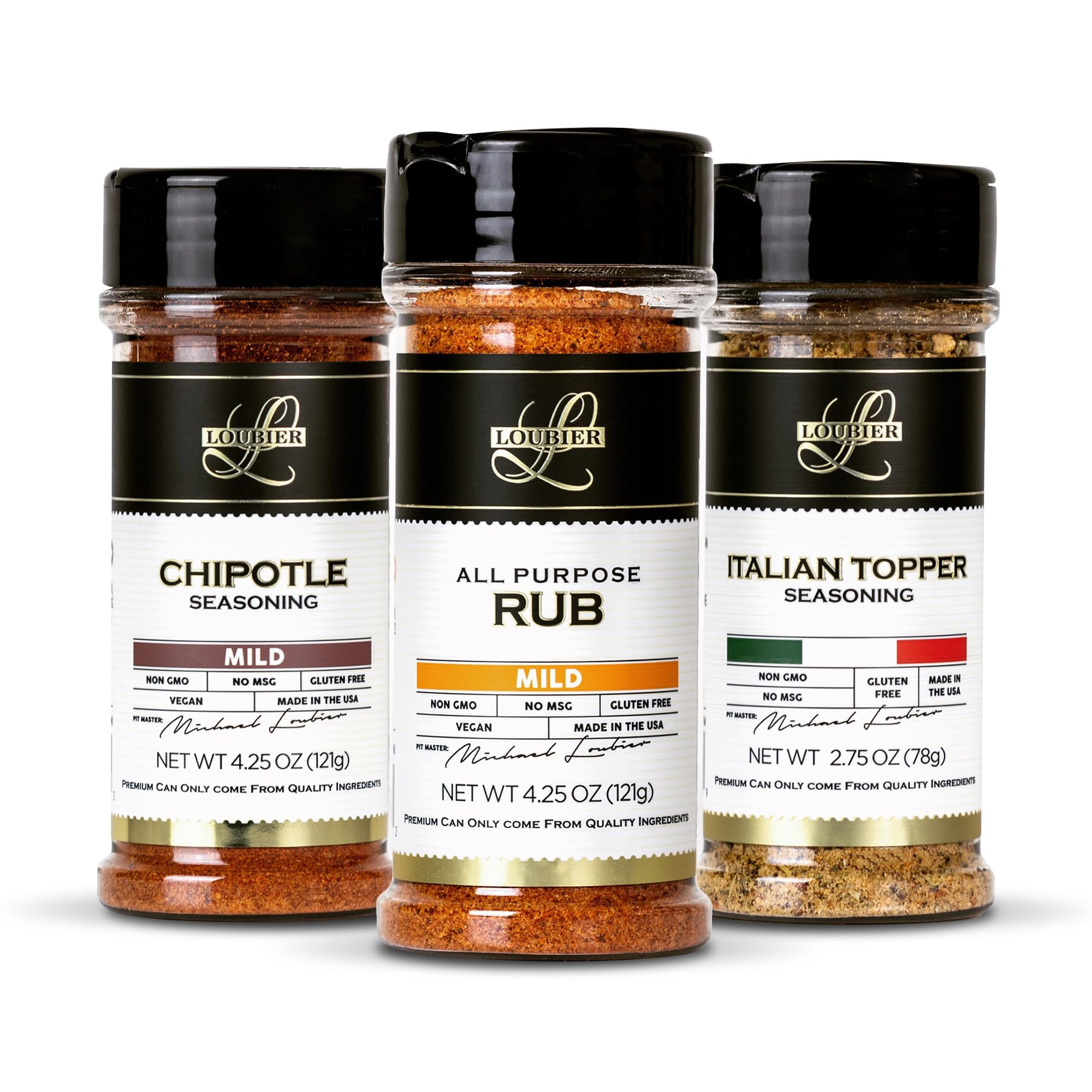 Loubier Mild Spice Rubs MSF2 - 4.25oz Bottles - All Blend - Versatile ...
