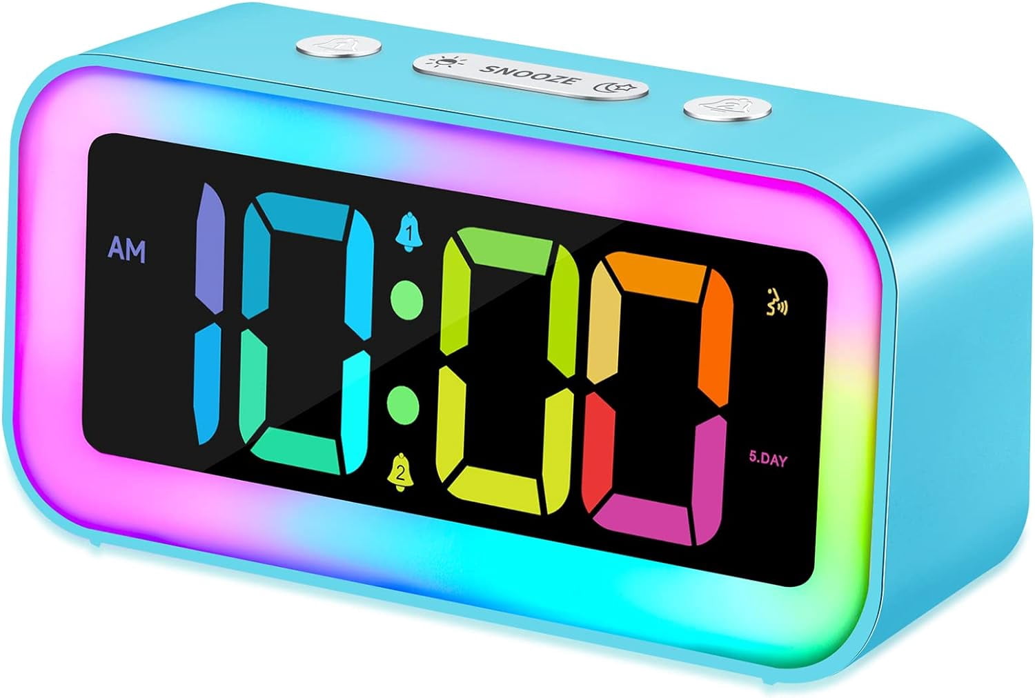 Loud Alarm Clock for Bedrooms with Dynamic RGB Night Light,Heavy ...