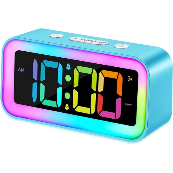Loud Alarm Clock for Bedrooms with Dynamic RGB Night Light,Heavy ...