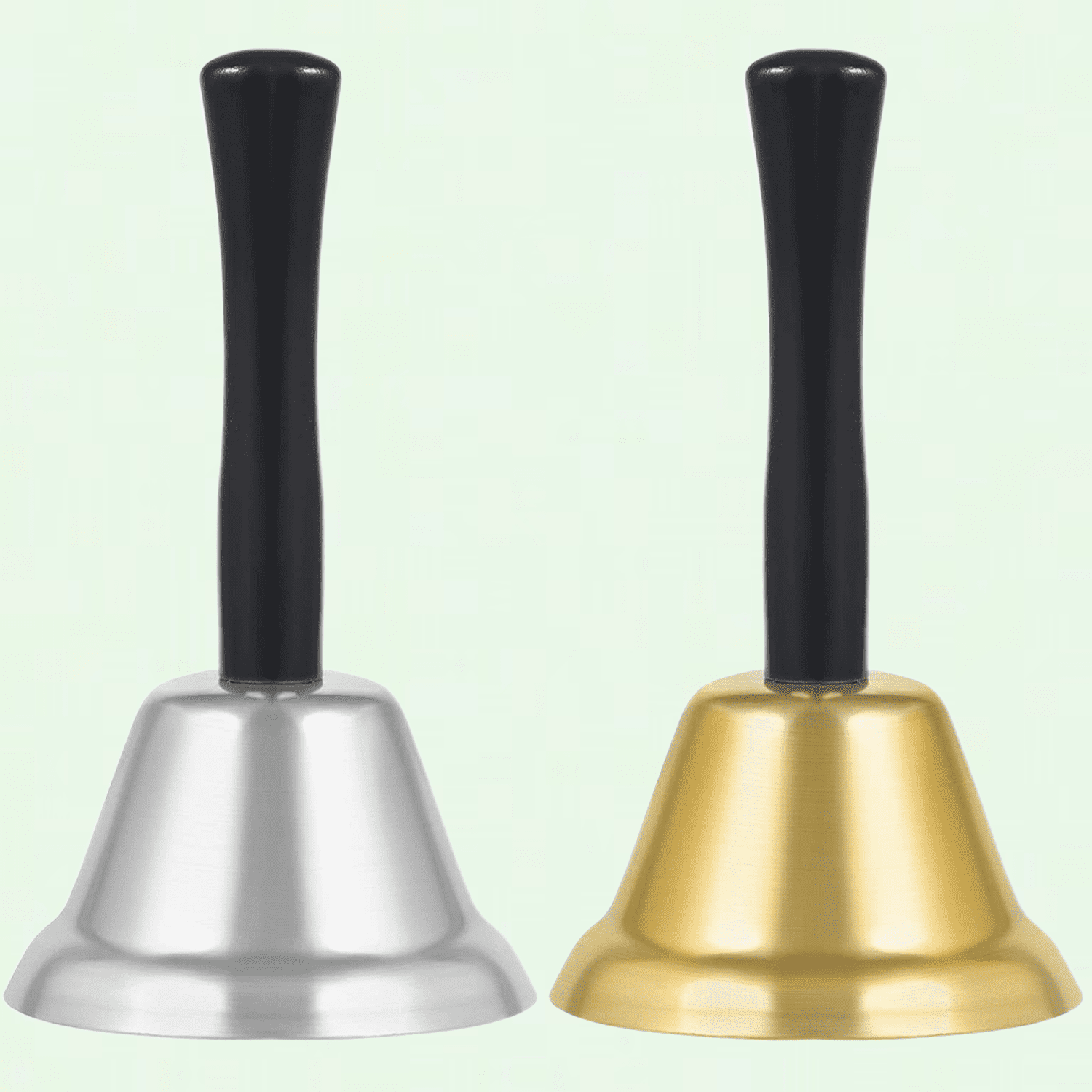Loud Clear Call Bell Set of 2, 5x9cm Metal Hand Bells with Wooden ...