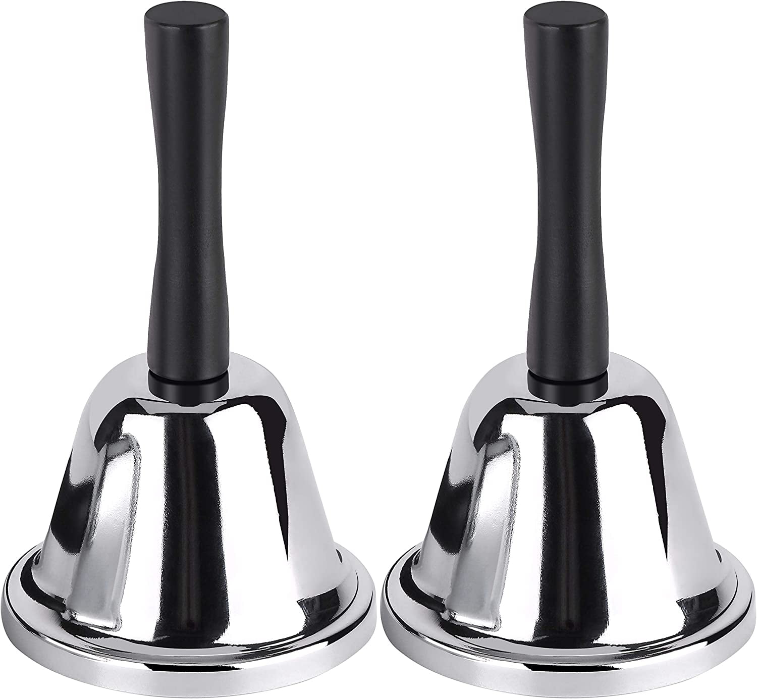 Loud Hand Bell, 2 Pack Silver Steel Hand Bells for Adults, Dinner Bells ...