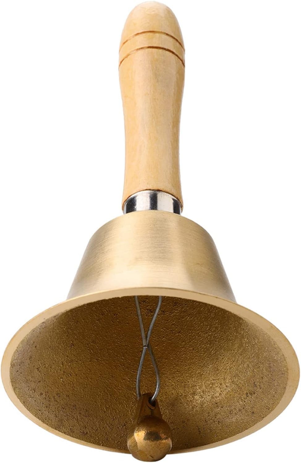 Loud Hand Bell, 5.9 Inches Hand Call Bell with Wooden Handle, Copper ...