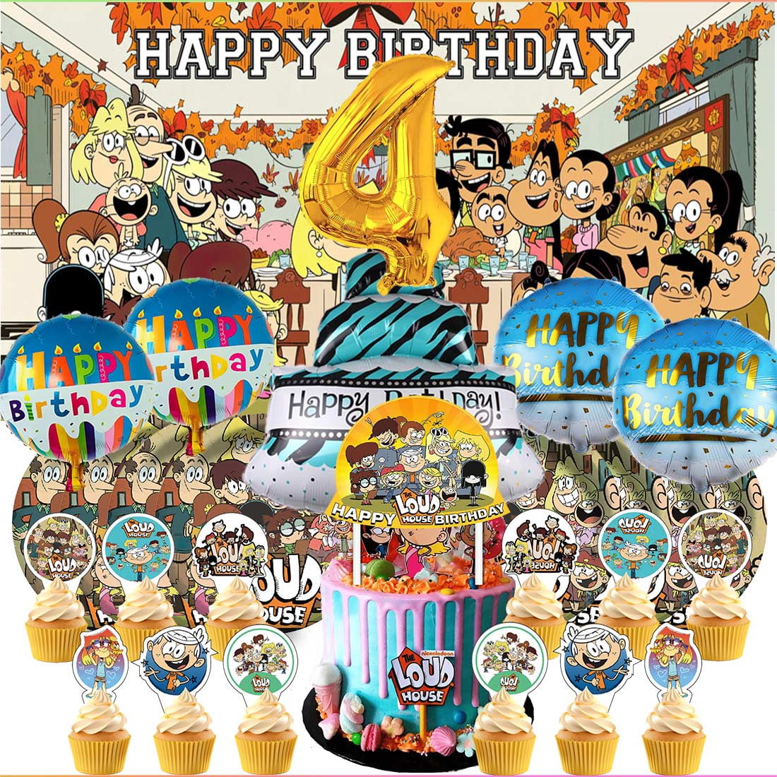 Loud House 4th Tableware Balloons Cake Toppers Backdrop Banner Supplies ...