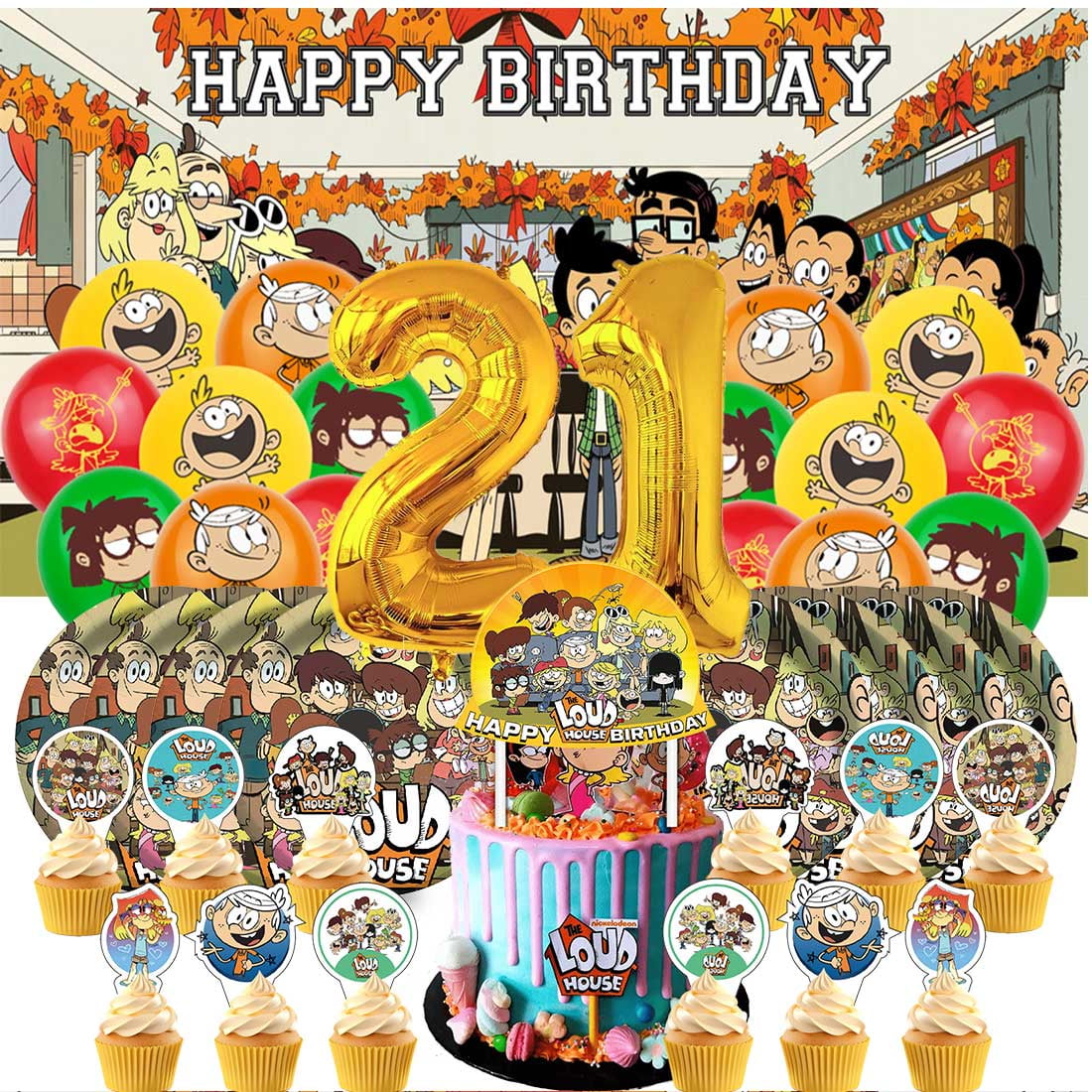 Loud House Balloons Party Supplies 21th Decor Tableware Birthday Cake ...