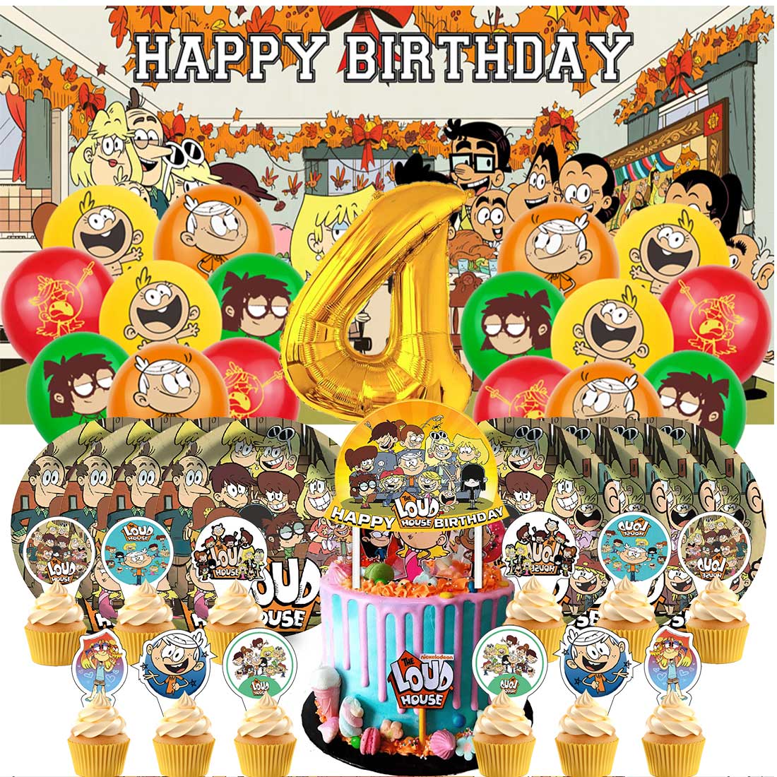 Loud House Balloons Party Supplies 4th Decor Tableware Birthday Cake ...