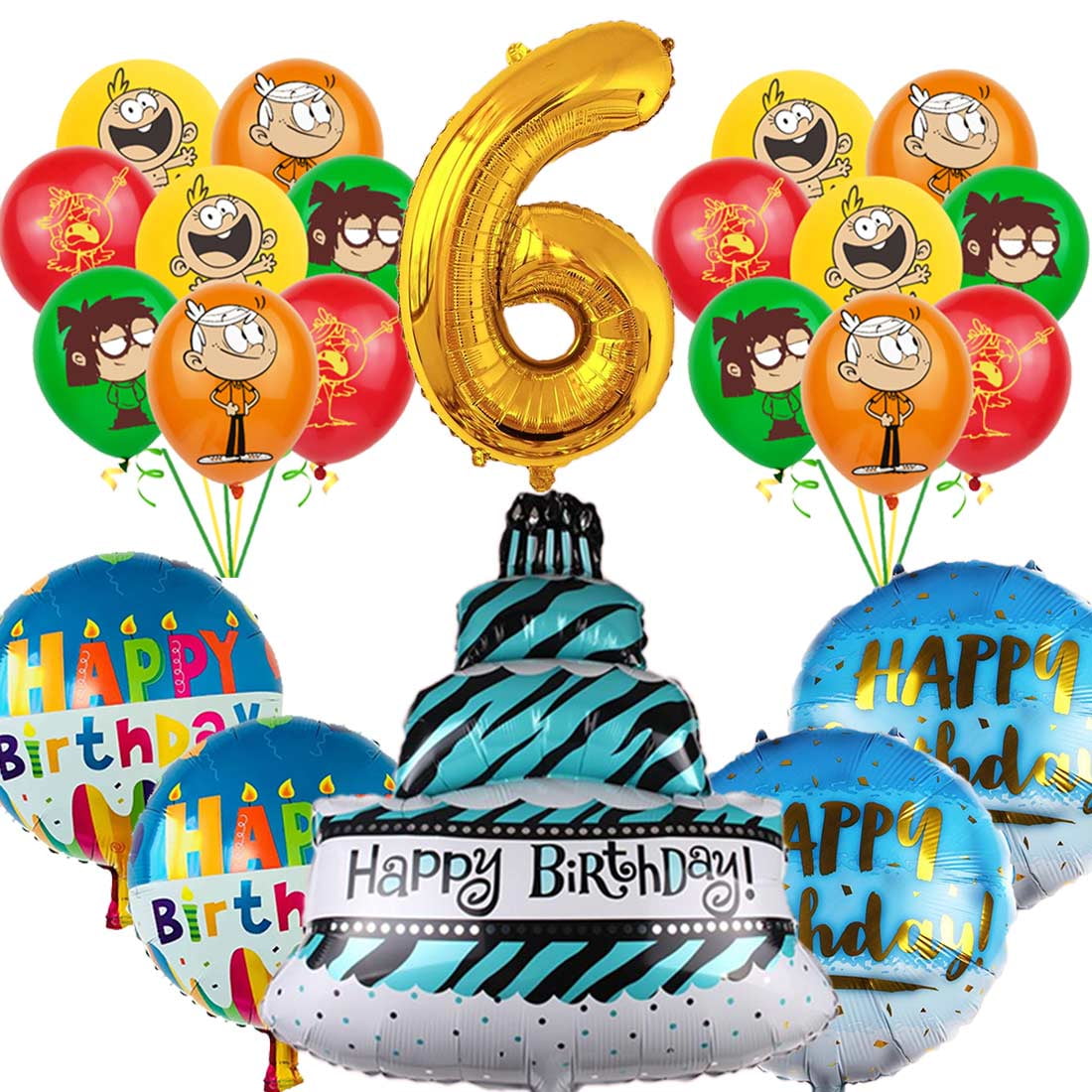 Loud House Balloons Party Supplies 6th Big Number Decorations Decor Kit ...