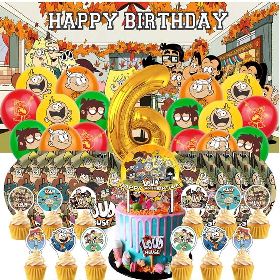 Loud House Balloons Party Supplies 6th Decor Tableware Birthday Cake ...
