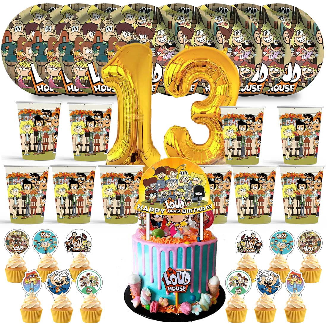 Loud House Birthday 13th Cups Party Supplies Plates Fans Decorations ...